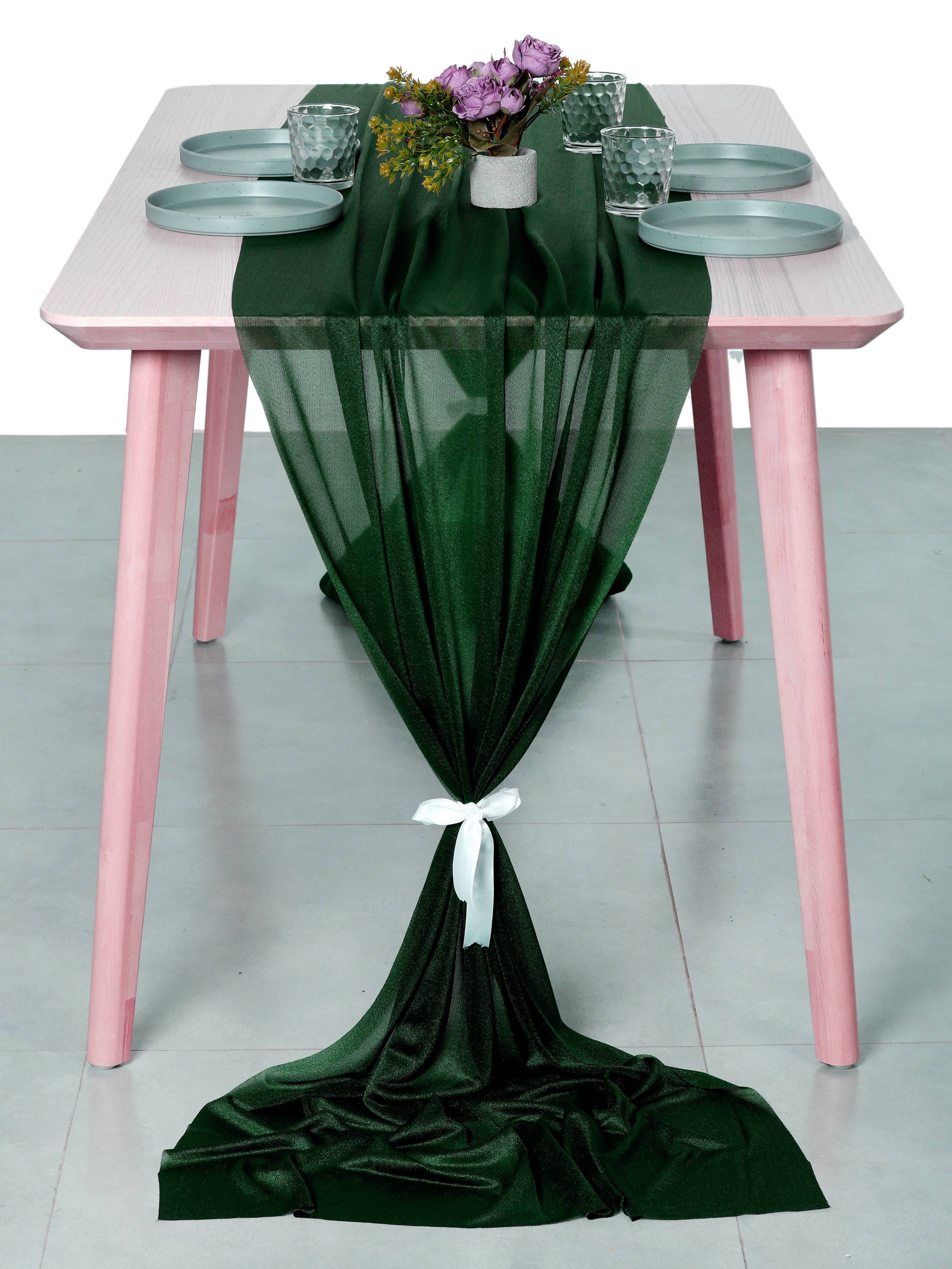 MDS pack of 12 Wedding 29 x 120 inches Sheer chiffon Table Runner for ...