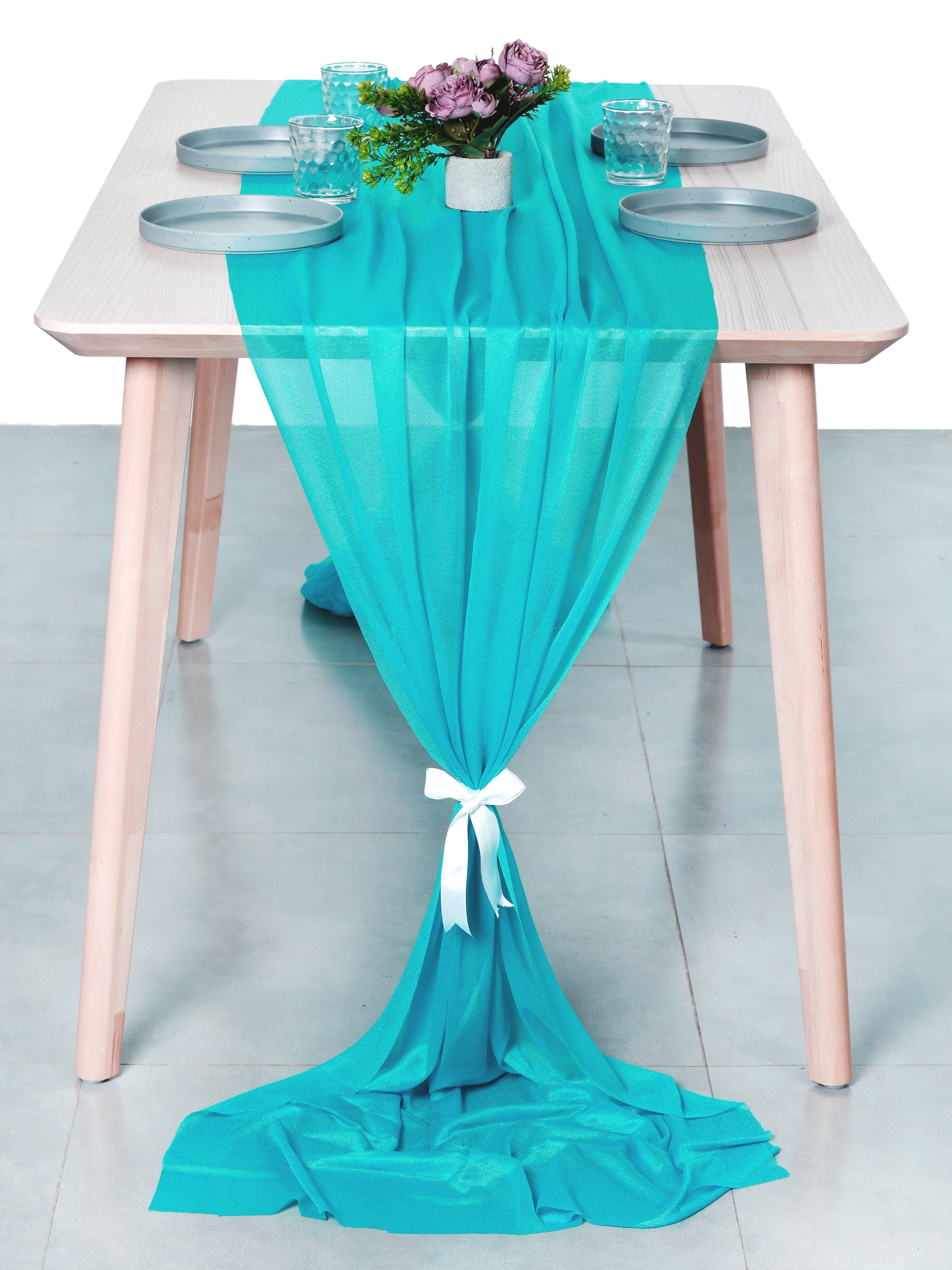 MDS pack of 12 Wedding 29 x 170 inches Sheer chiffon Table Runner for ...