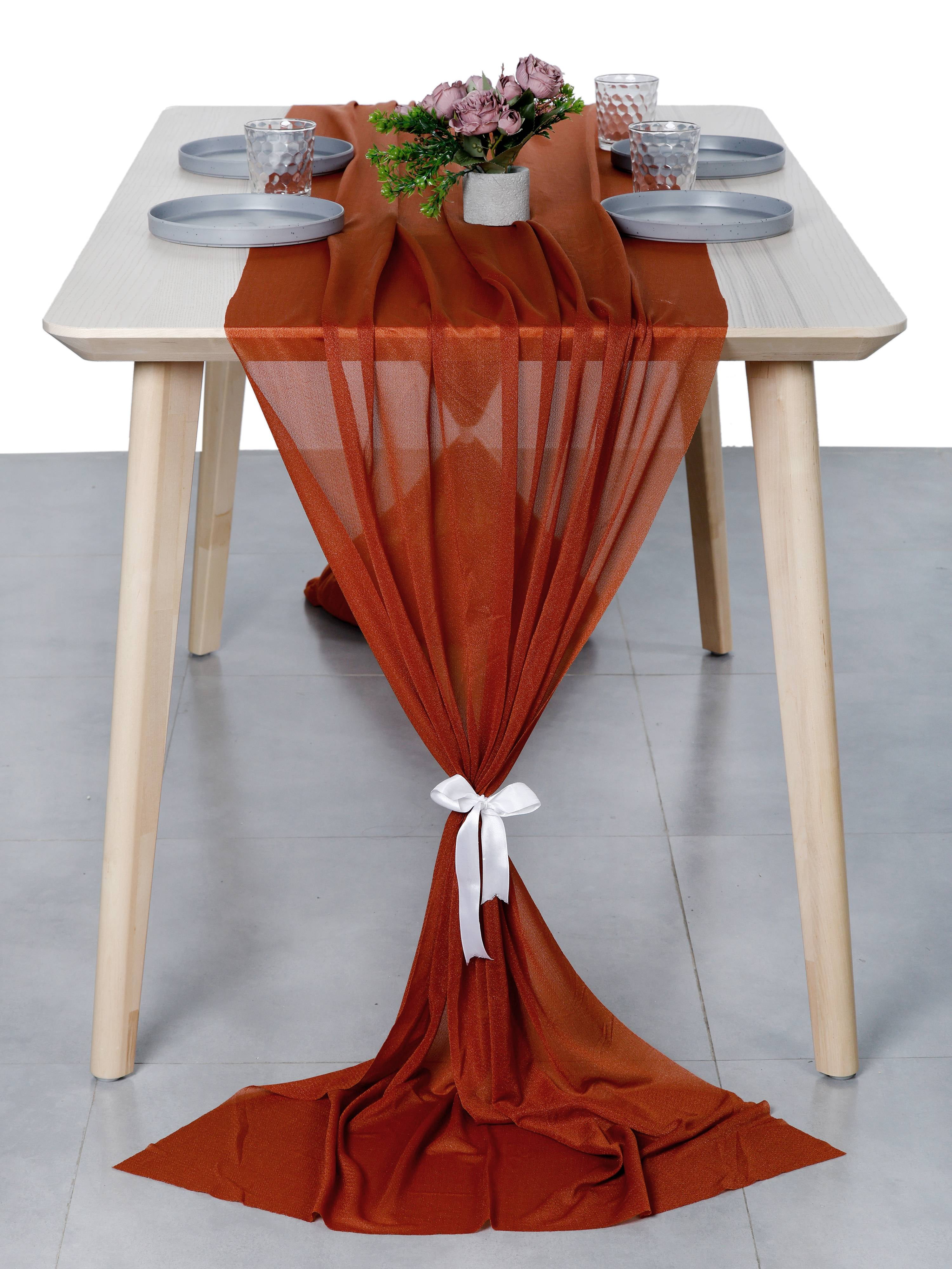 MDS pack of 12 Wedding 29 x 170 inches Sheer chiffon Table Runner for ...