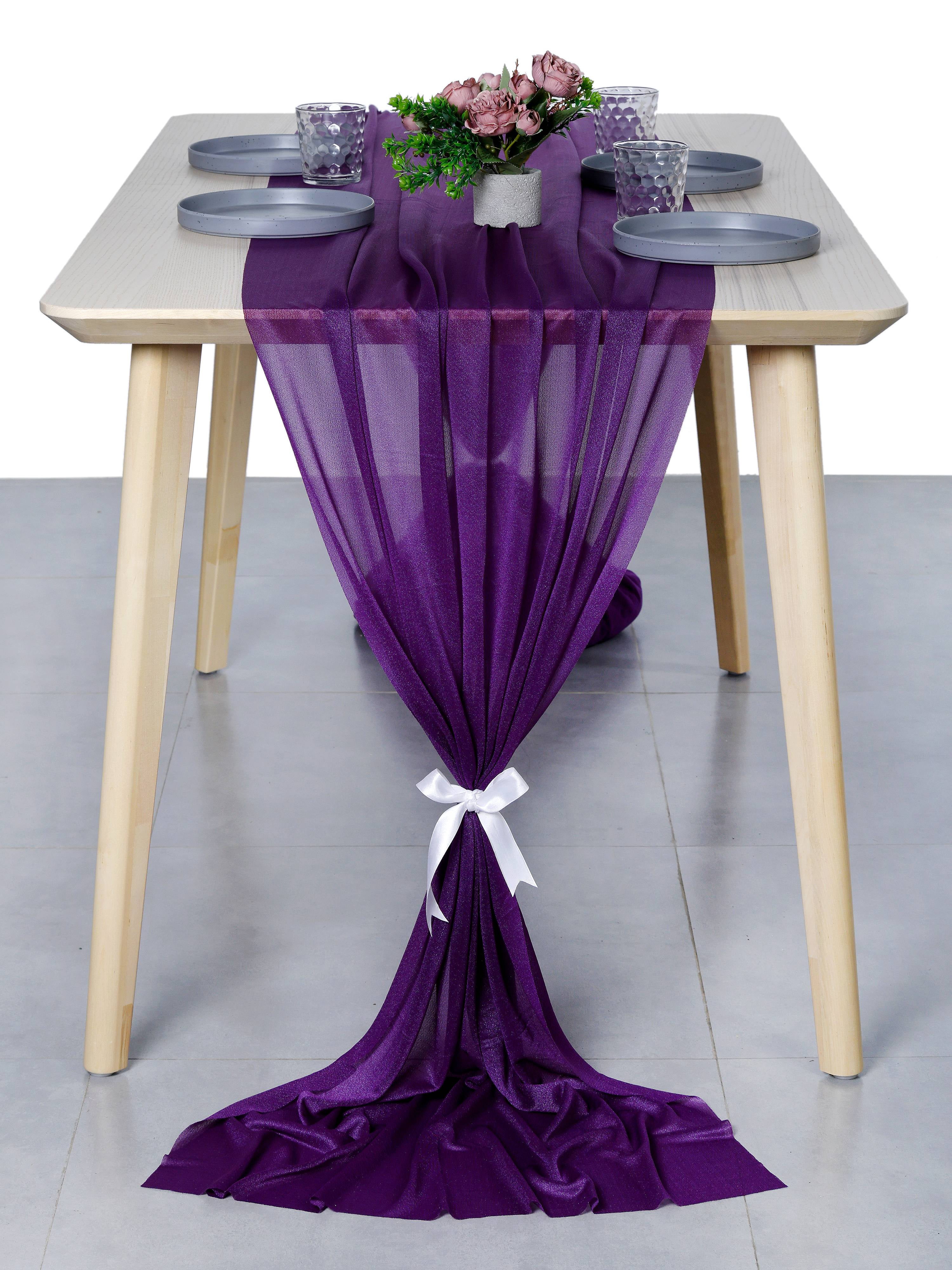 MDS pack of 12 Wedding 29 x 170 inches Sheer chiffon Table Runner for ...