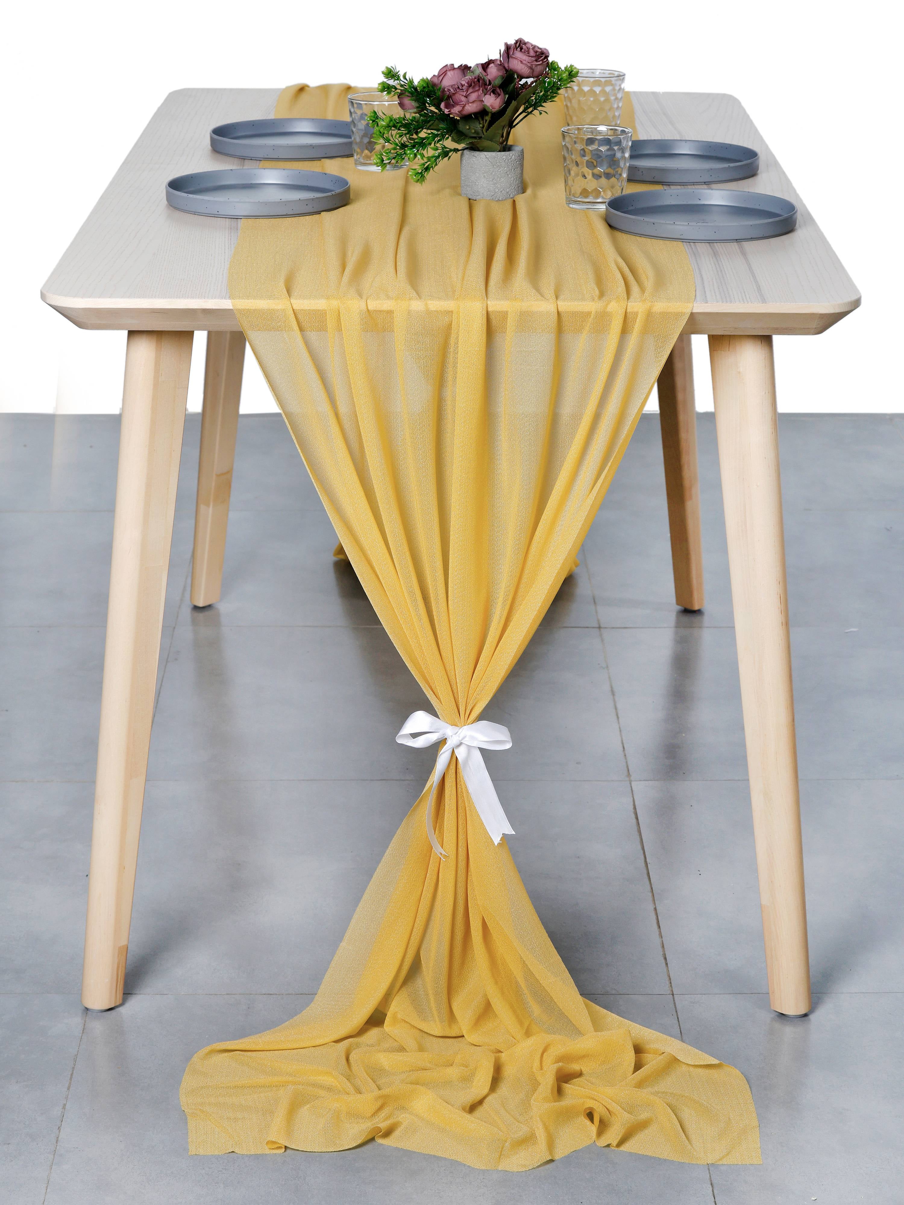 MDS pack of 12 Wedding 29 x 170 inches Sheer chiffon Table Runner for ...