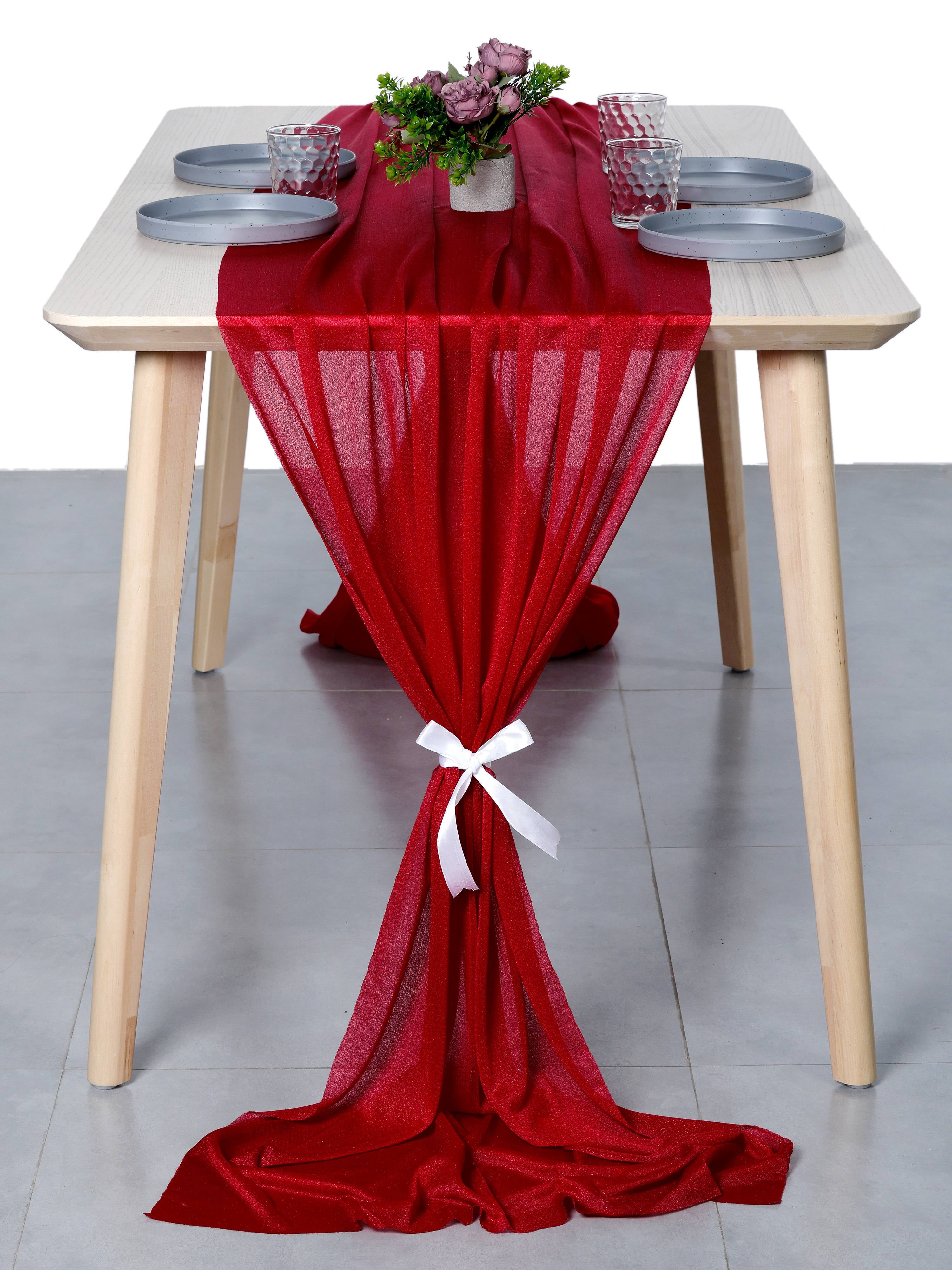 MDS pack of 15 Wedding 29 x 120 inches Sheer chiffon Table Runner for ...