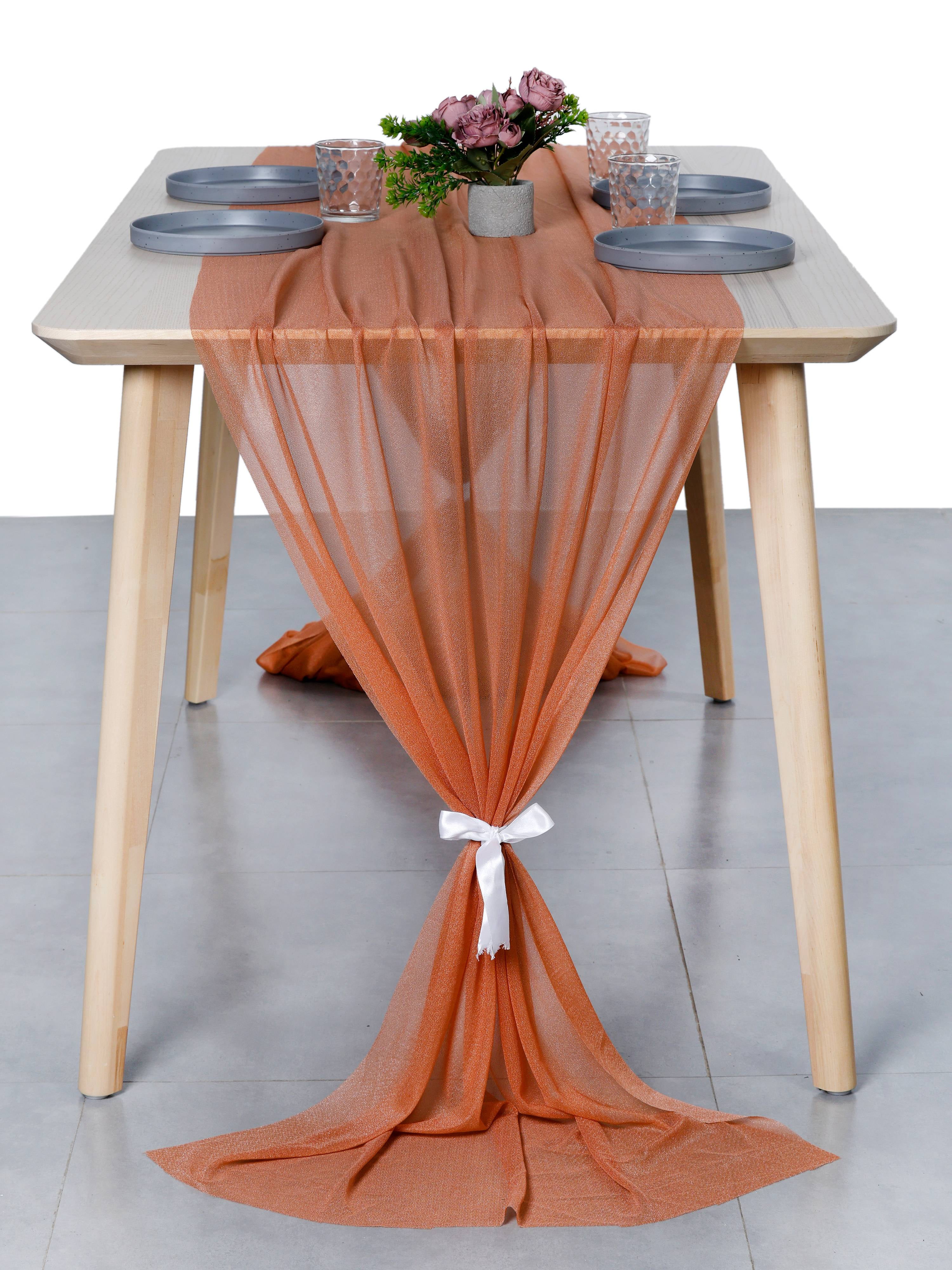 MDS pack of 15 Wedding 29 x 120 inches Sheer chiffon Table Runner for ...