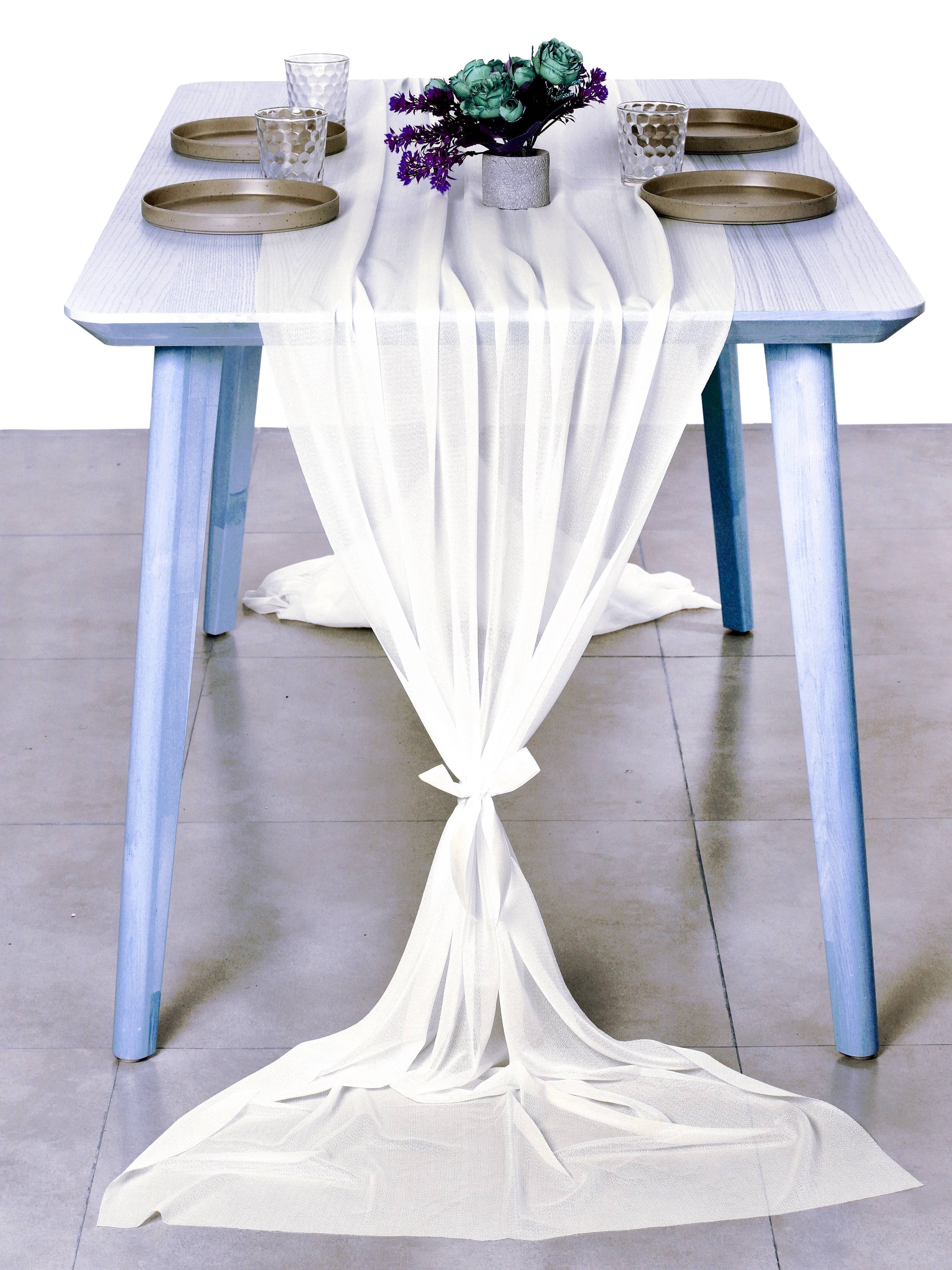 MDS pack of 5 Wedding 29 x 120 inches Sheer chiffon Table Runner for ...
