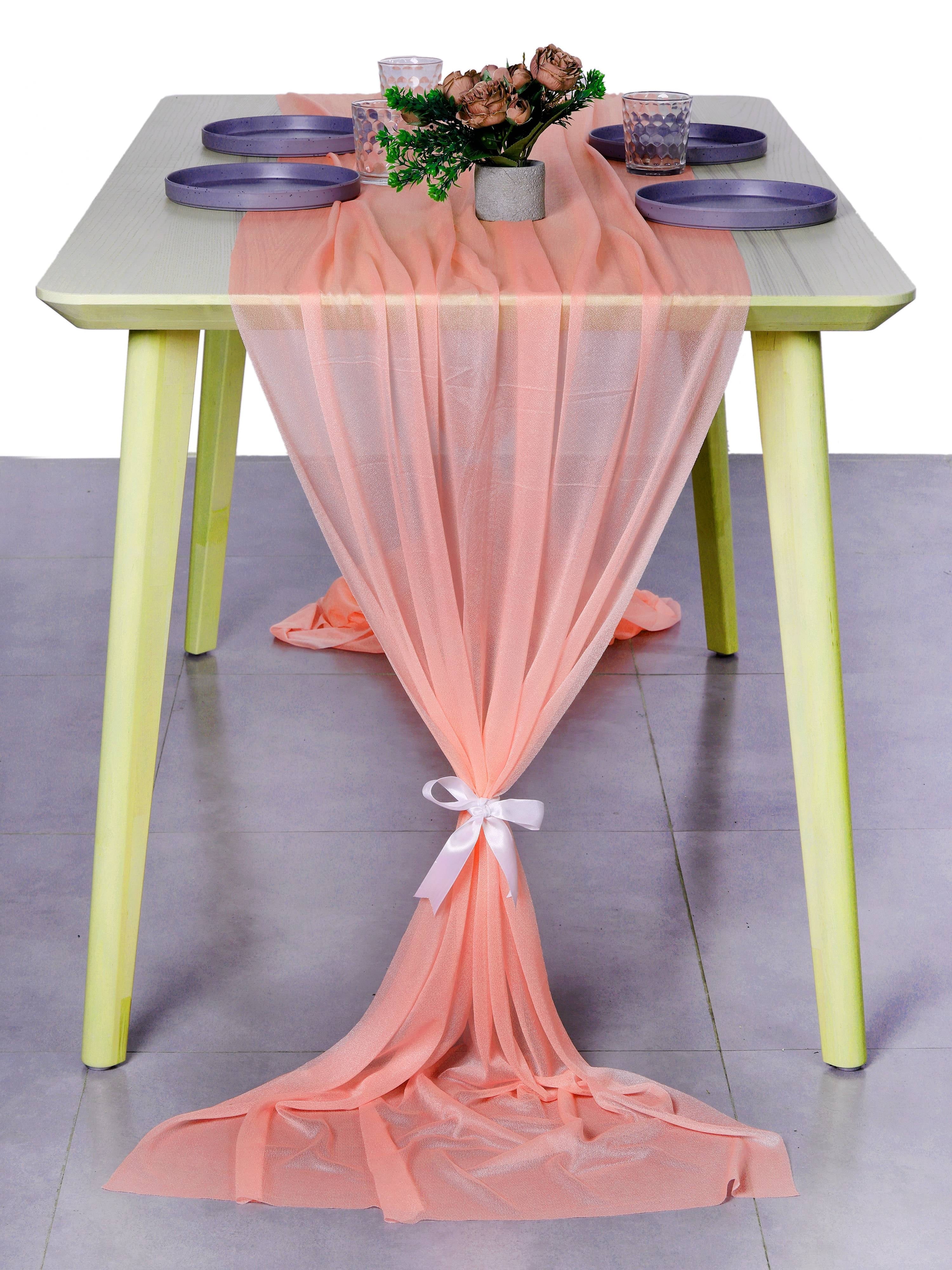 MDS pack of 5 Wedding 29 x 120 inches Sheer chiffon Table Runner for ...