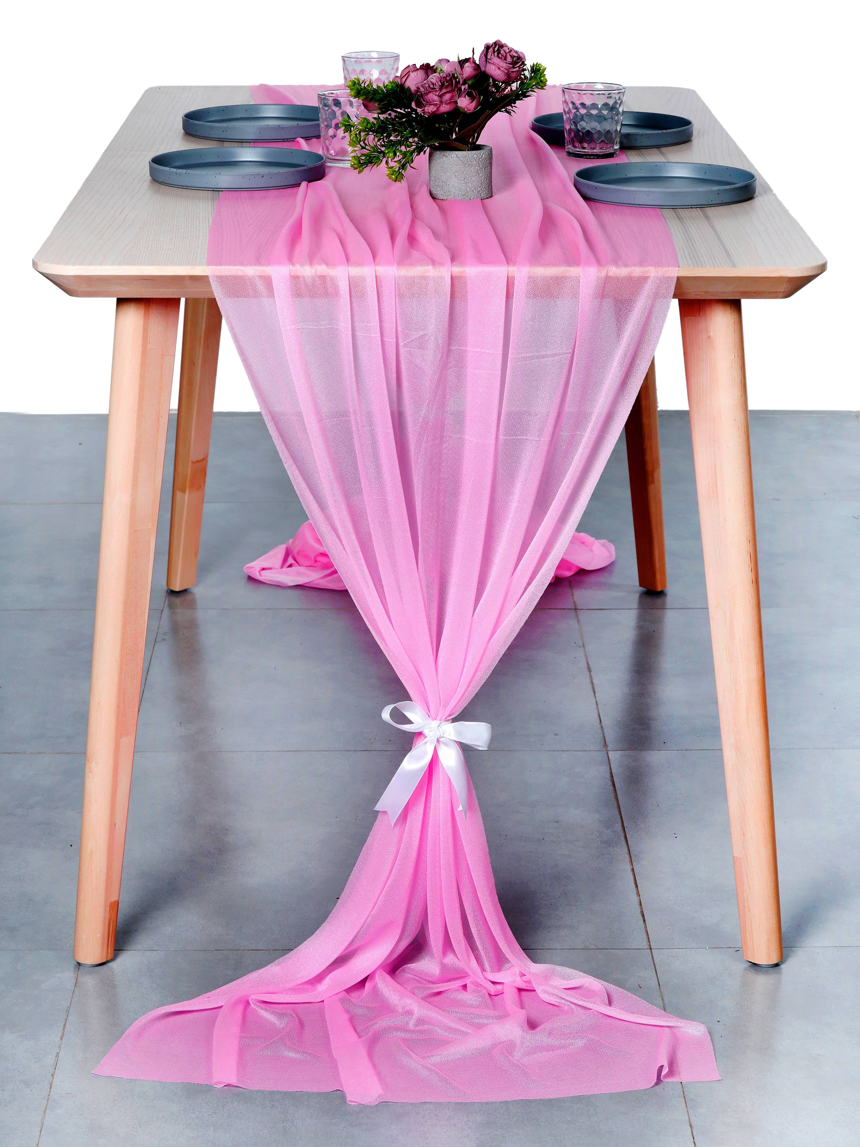 MDS pack of 5 Wedding 29 x 170 inches Sheer chiffon Table Runner for ...