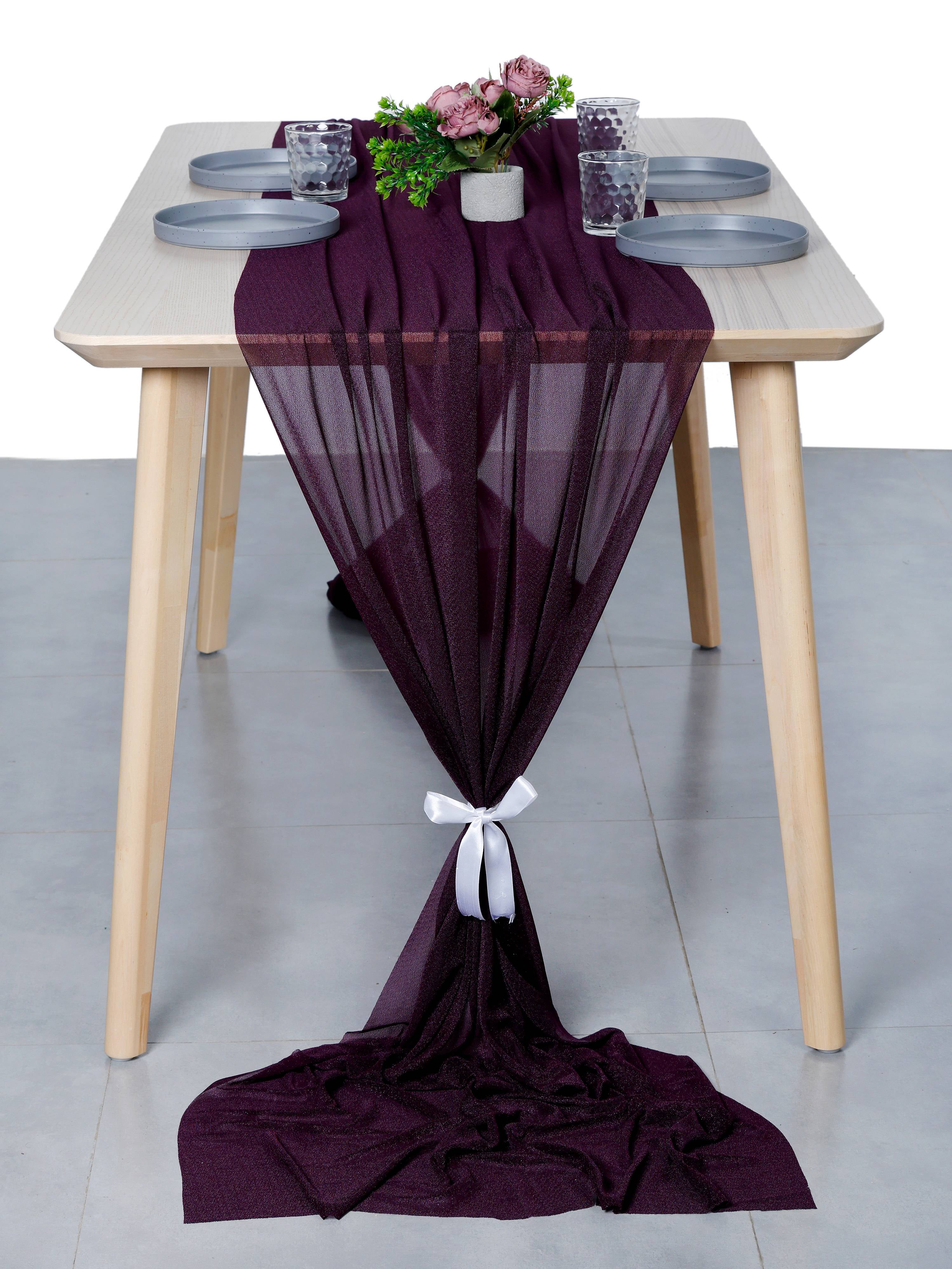 MDS pack of 5 Wedding 29 x 170 inches Sheer chiffon Table Runner for ...