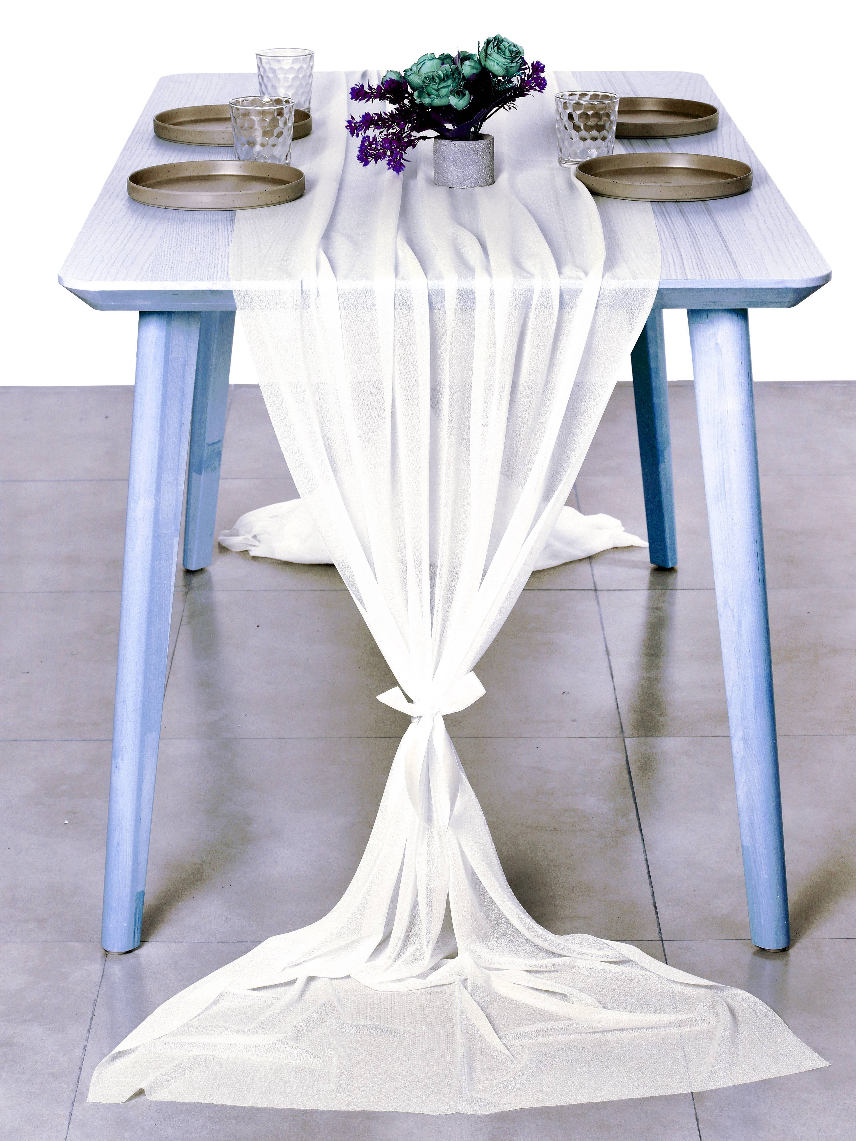 MDS pack of 5 Wedding 29 x 170 inches Sheer chiffon Table Runner for ...