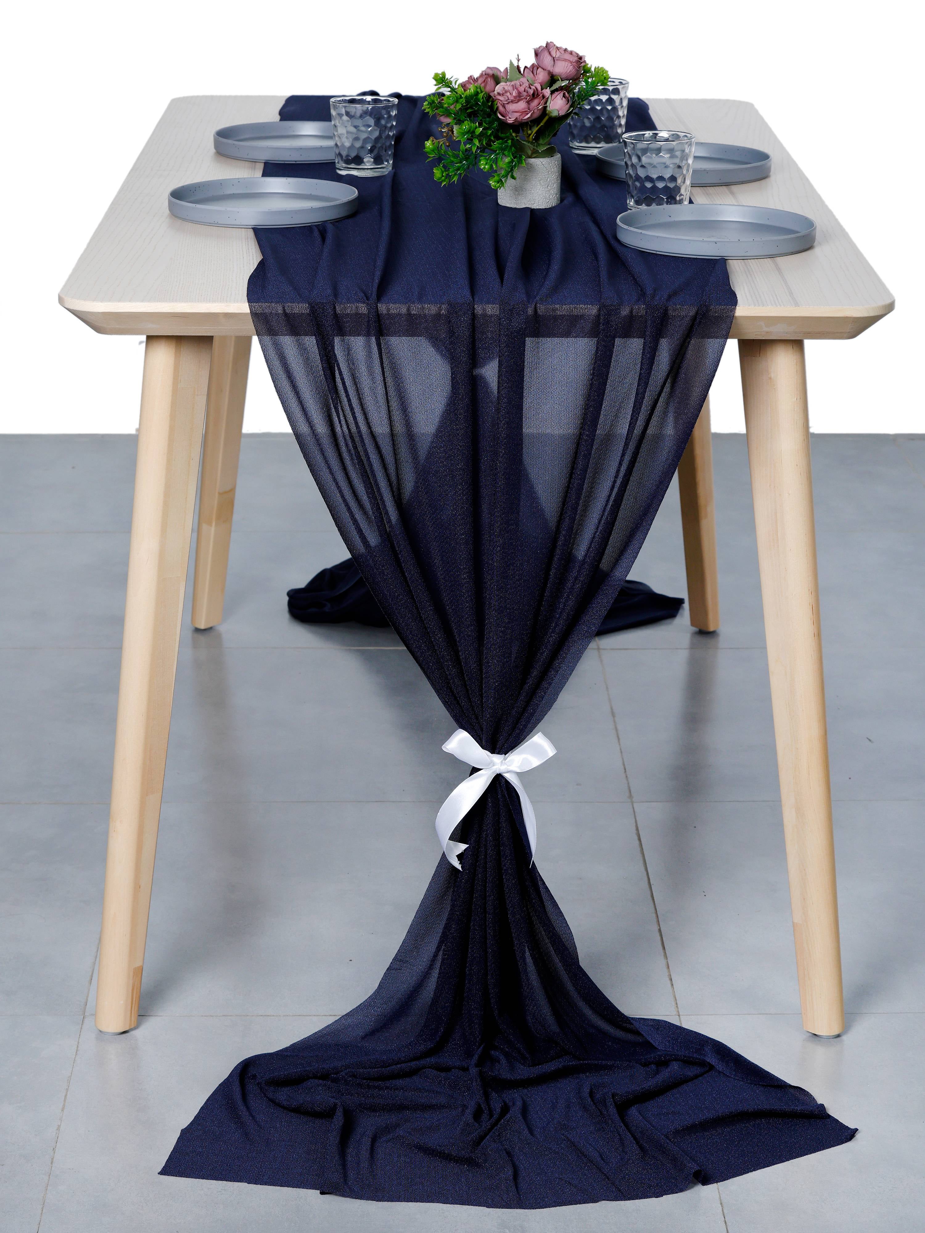 MDS pack of 5 Wedding 29 x 170 inches Sheer chiffon Table Runner for ...