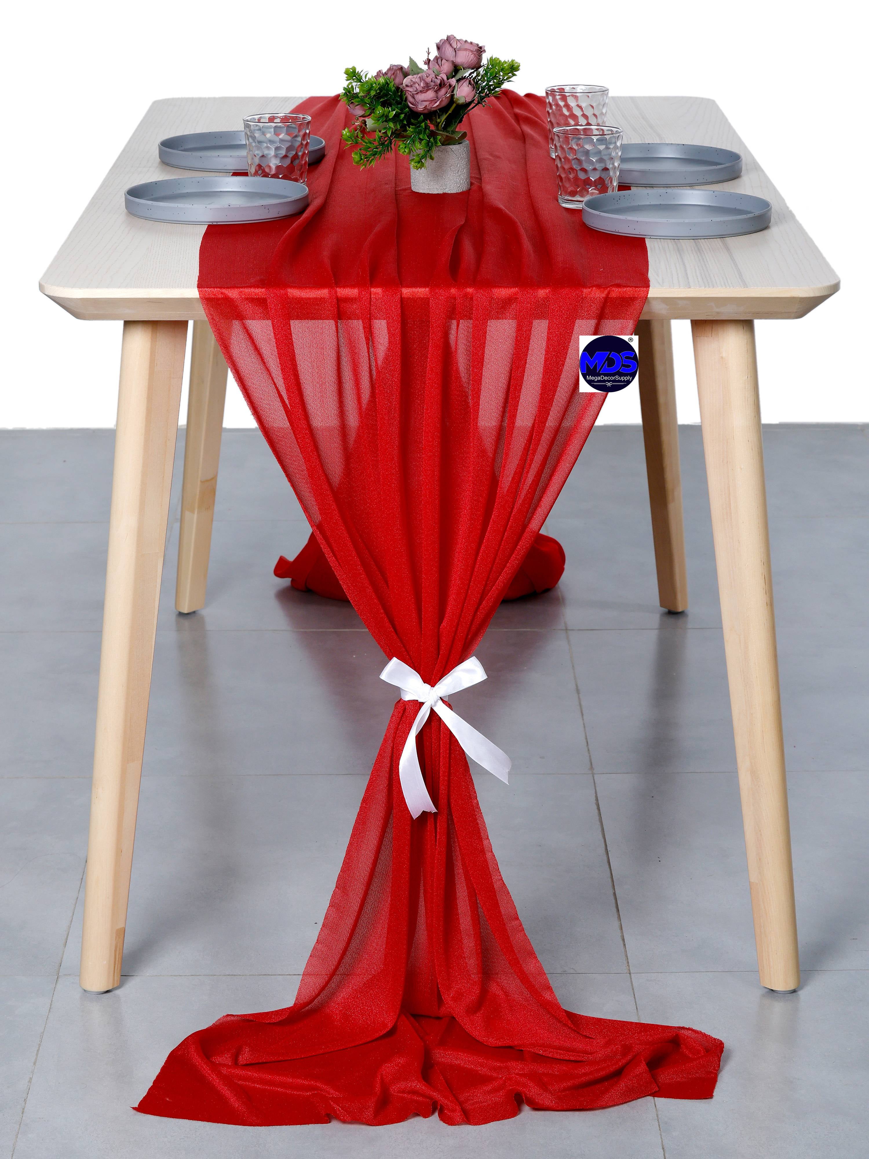 MDS pack of 5 Wedding 29 x 170 inches Sheer chiffon Table Runner for ...
