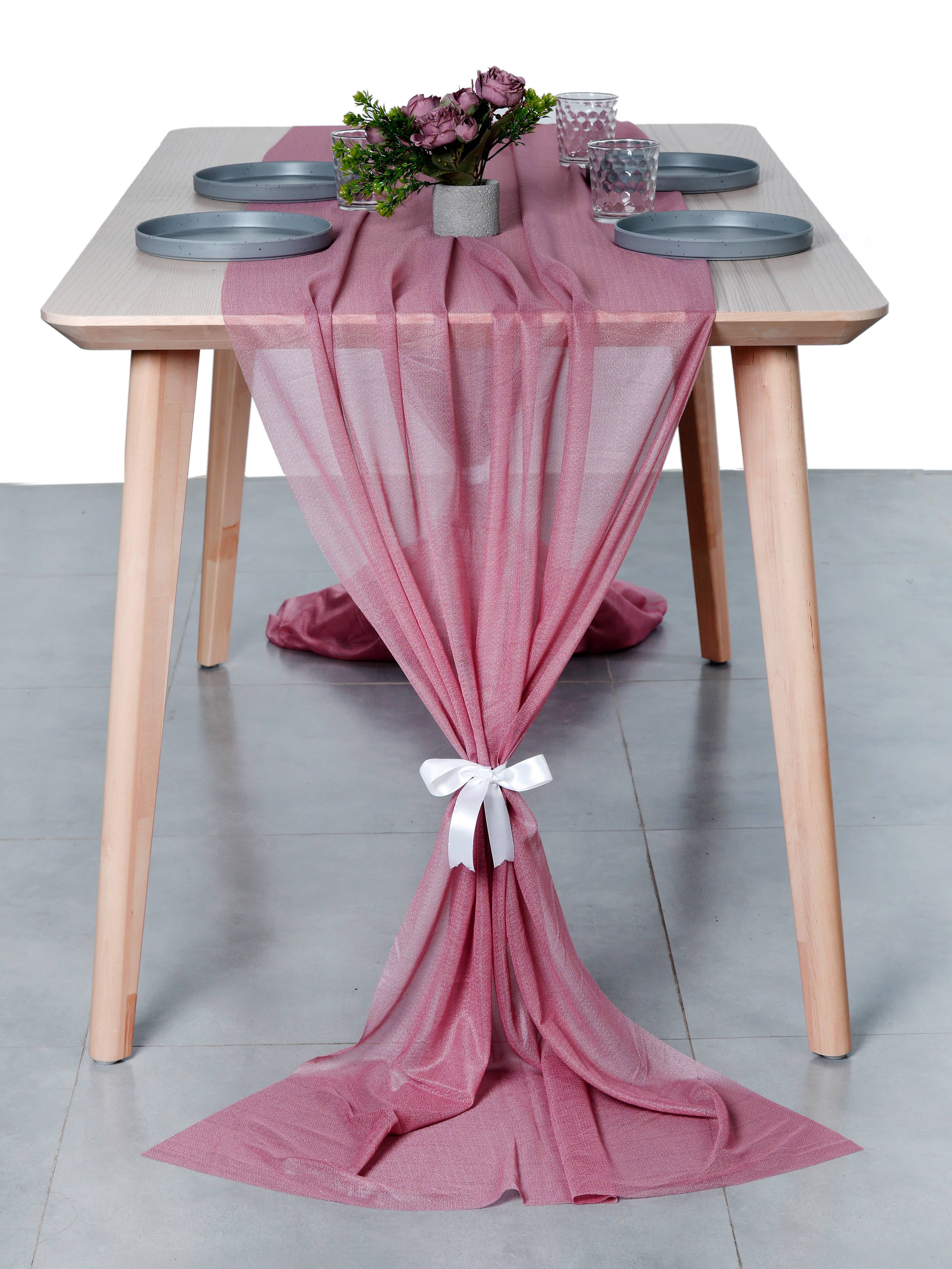 MDS pack of 5 Wedding 29 x 170 inches Sheer chiffon Table Runner for ...