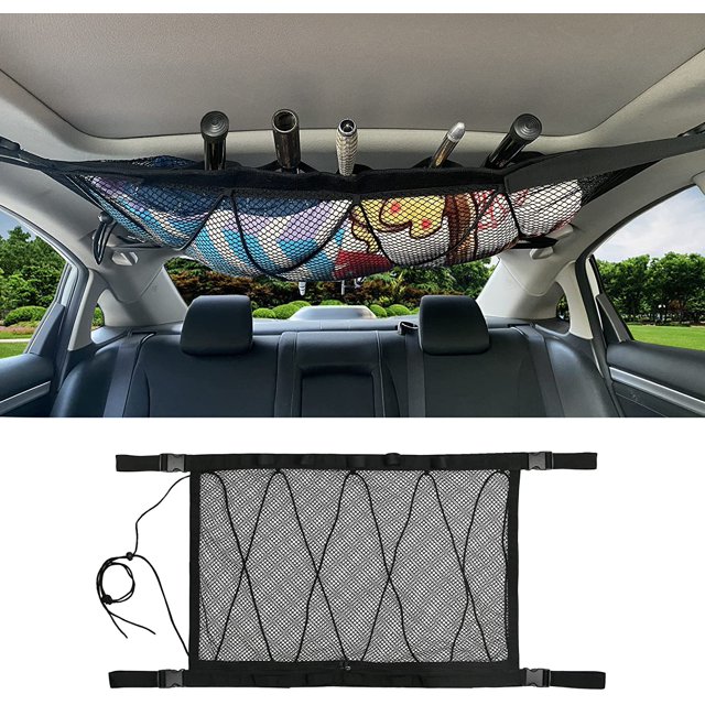 MDSTOP SUV Ceiling Storage Net with Fishing Rod Holder, Interior Car ...