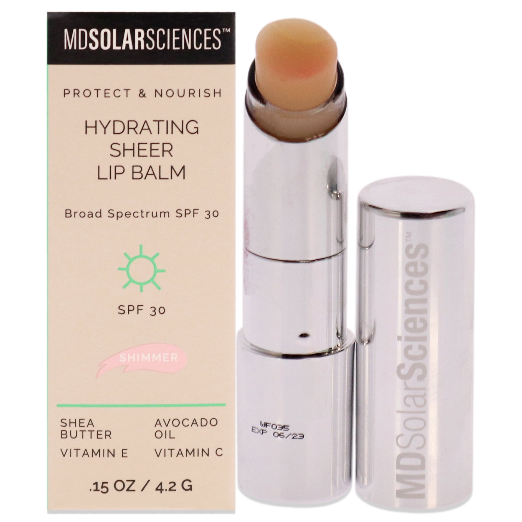 MDSolarSciences Hydrating Sheer Lip Balm SPF 30 - Shimmer , 0.15 oz Lip ...
