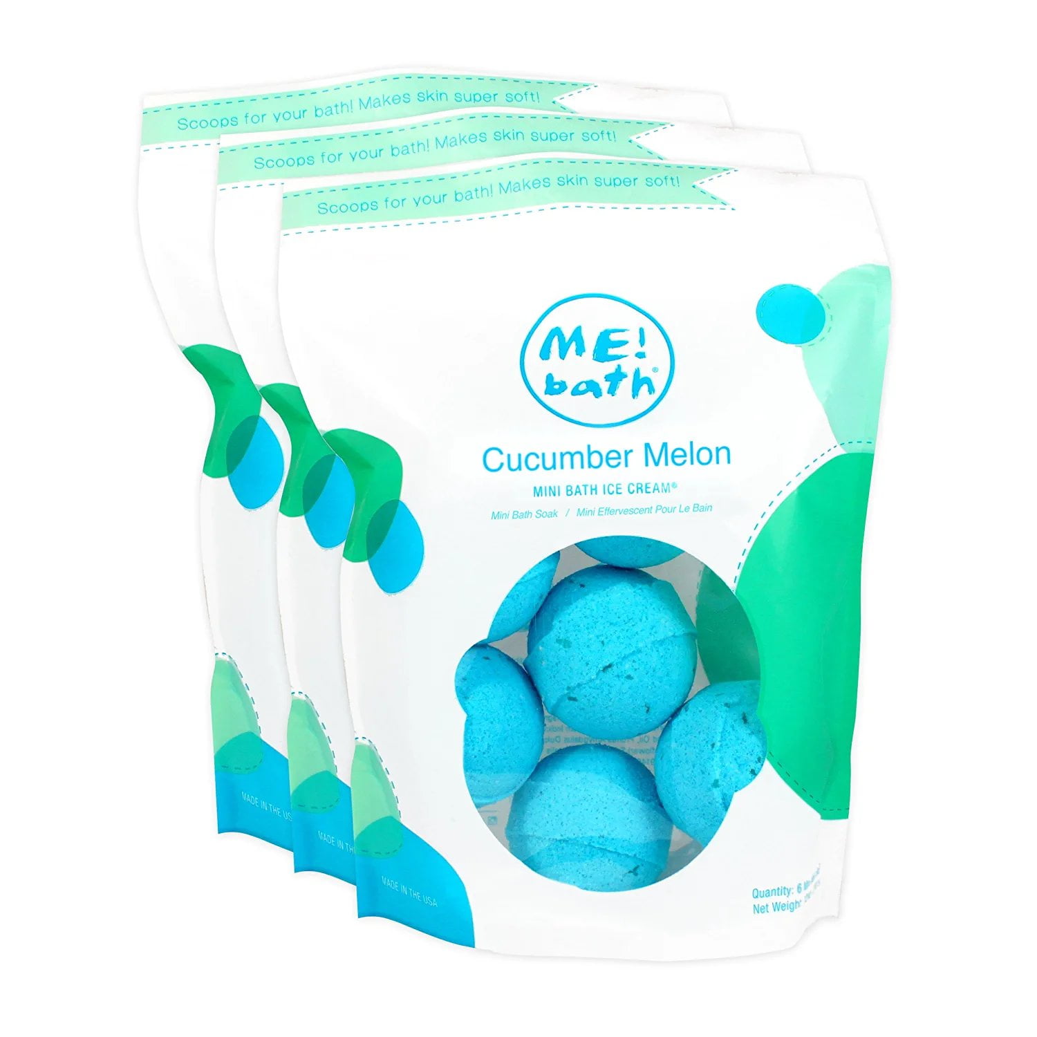 ME! Bath Mini Bath Bombs, Crafted in the USA, Cucumber Melon, Pack of 3 ...