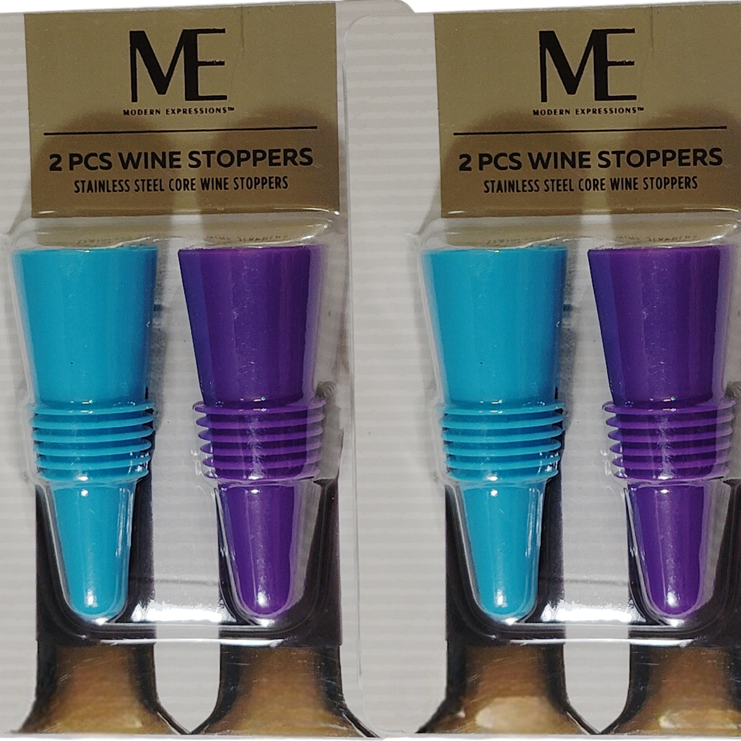 ME Modern Expressions Wine Stoppers – 4-Pack – Stainless Steel Core ...