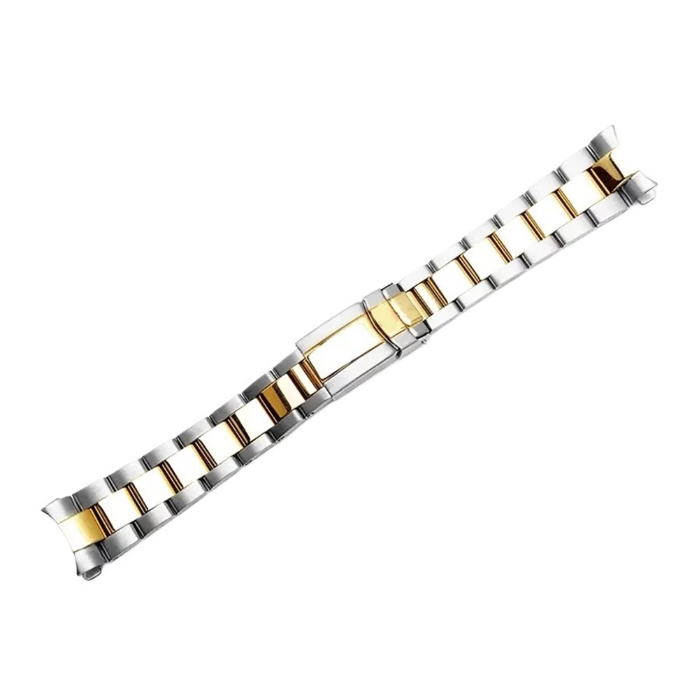 MEA Stainless Steel Curved End Watch Bands Double Fold-over Watch Strap ...