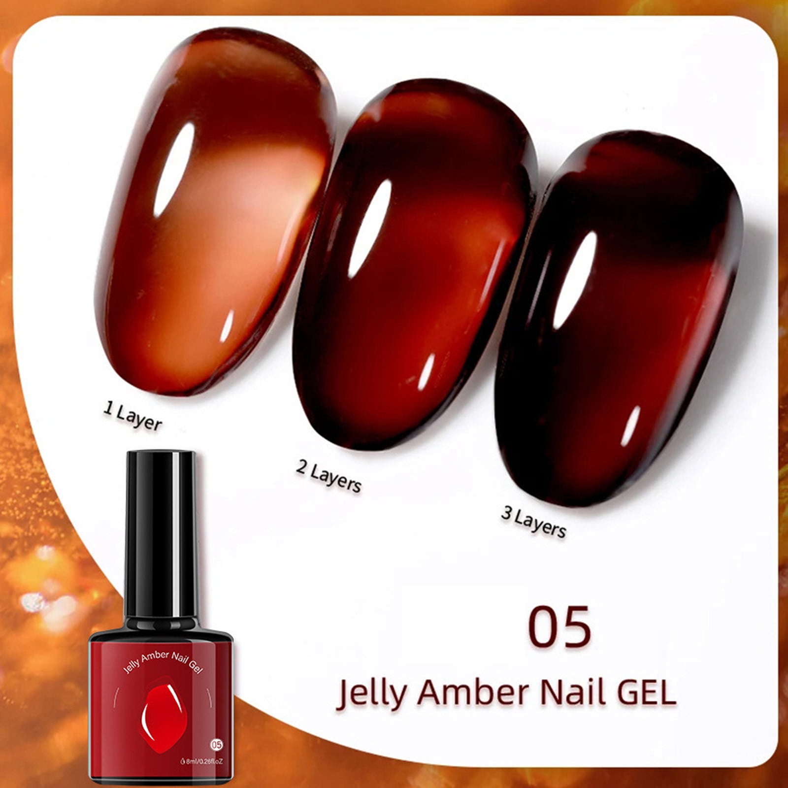 MEAKKAO Jelly Amber Gel Nail Polish Set-6 Colors Translucent Soak LED ...