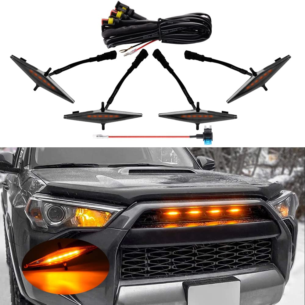 MEALAM Amber LED Lights STF9 4PCS Front Grille Raptor Lamps Car ...