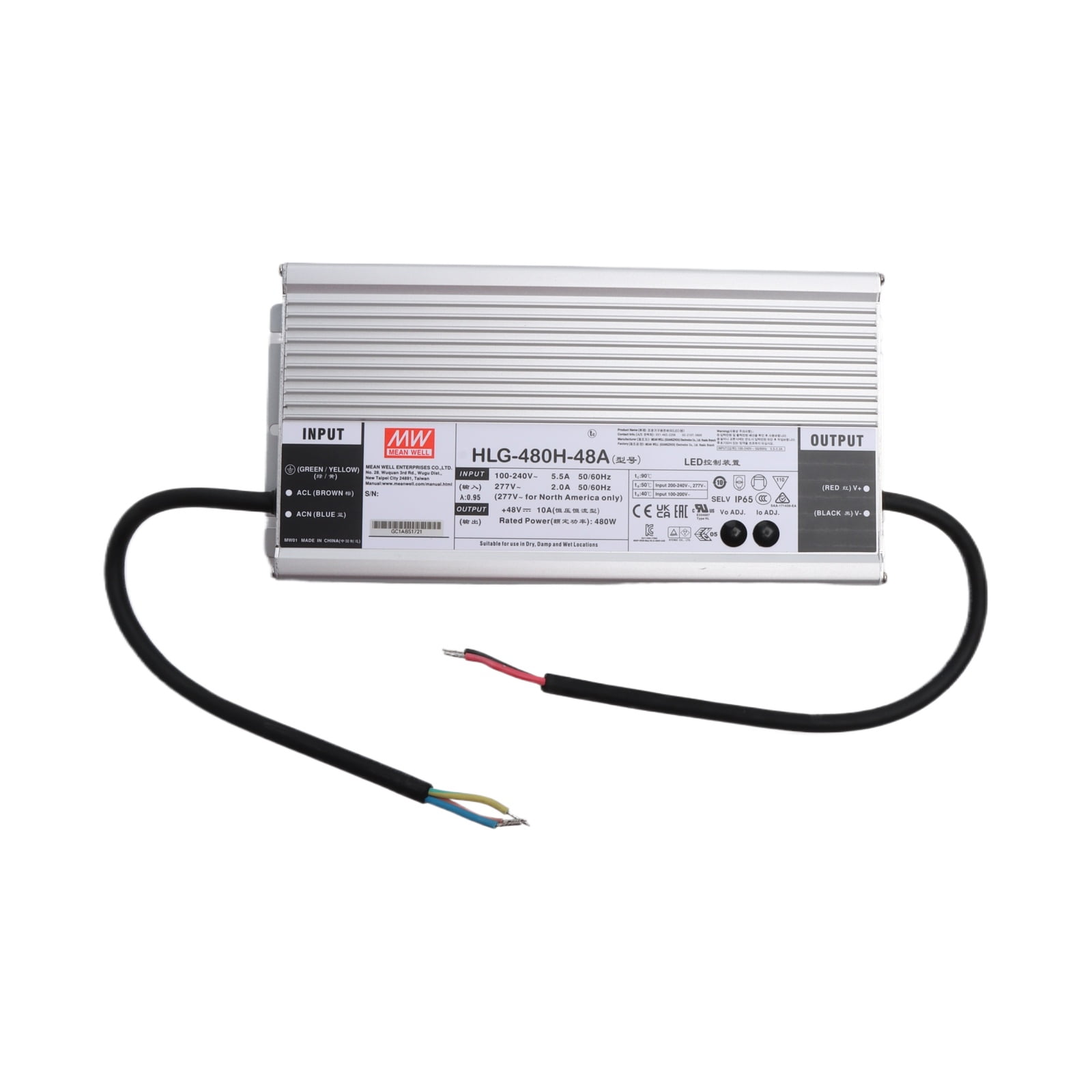 MEAN WELL HLG-480H-48A 480W LED Driver 48V Constant Current & Voltage ...