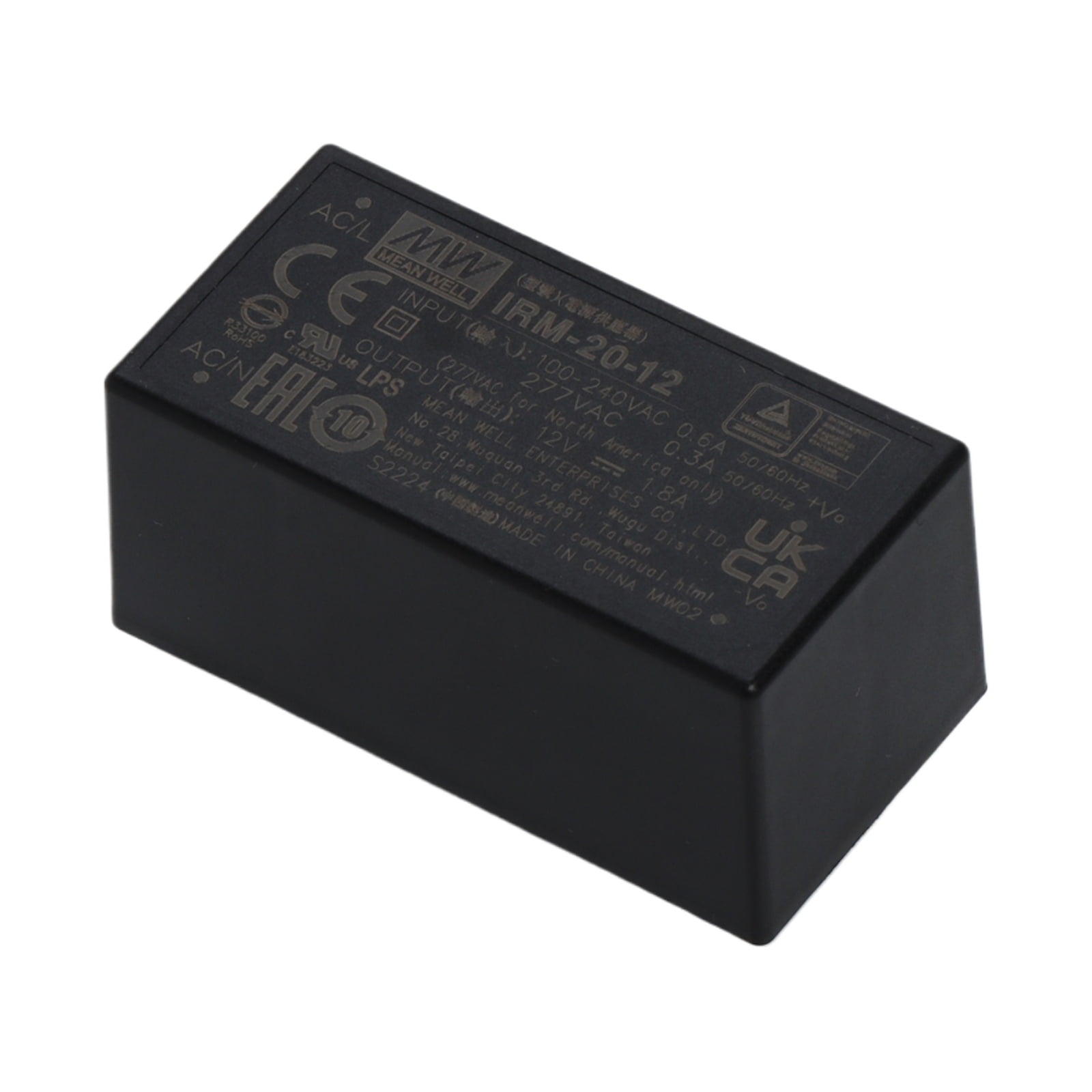 MEAN WELL IRM-20-12 12V 21.6W AC-DC Module, Compact Size, Low Power ...