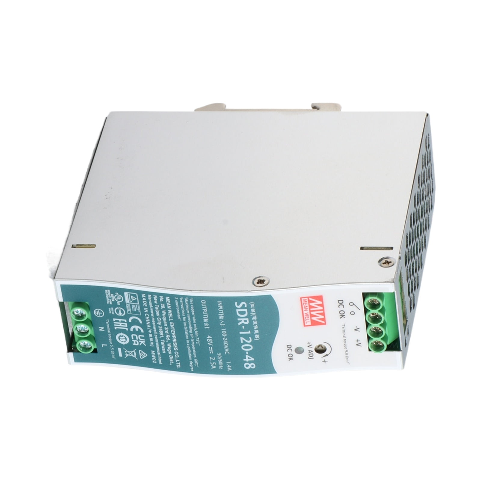 MEAN WELL SDR-120-48 48V 120W DIN Rail Power Supply High Efficiency PFC Industrial Automation ...