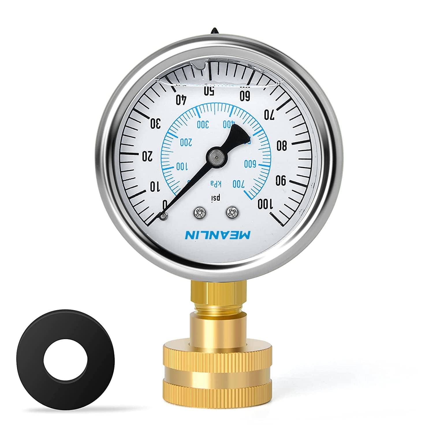 MEANLIN MEASURE 0~100Psi Stainless Steel Frame 3/4" Female 2.5" FACE ...