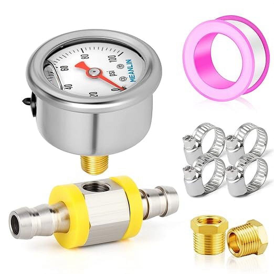 MEANLIN MEASURE 0-100Psi Stainless Steel Glycerin Filled Pressure Gauge ...