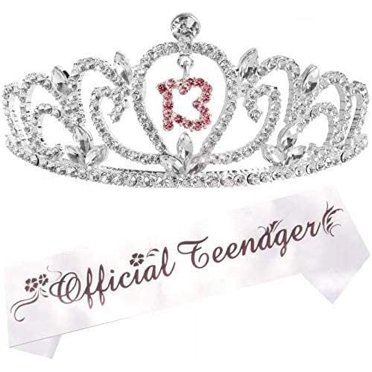 MEANT2TOBE - Meant2Be Sweet 16 Glitter Sash & Rhinestone Silver Tiara Set - Walmart.com