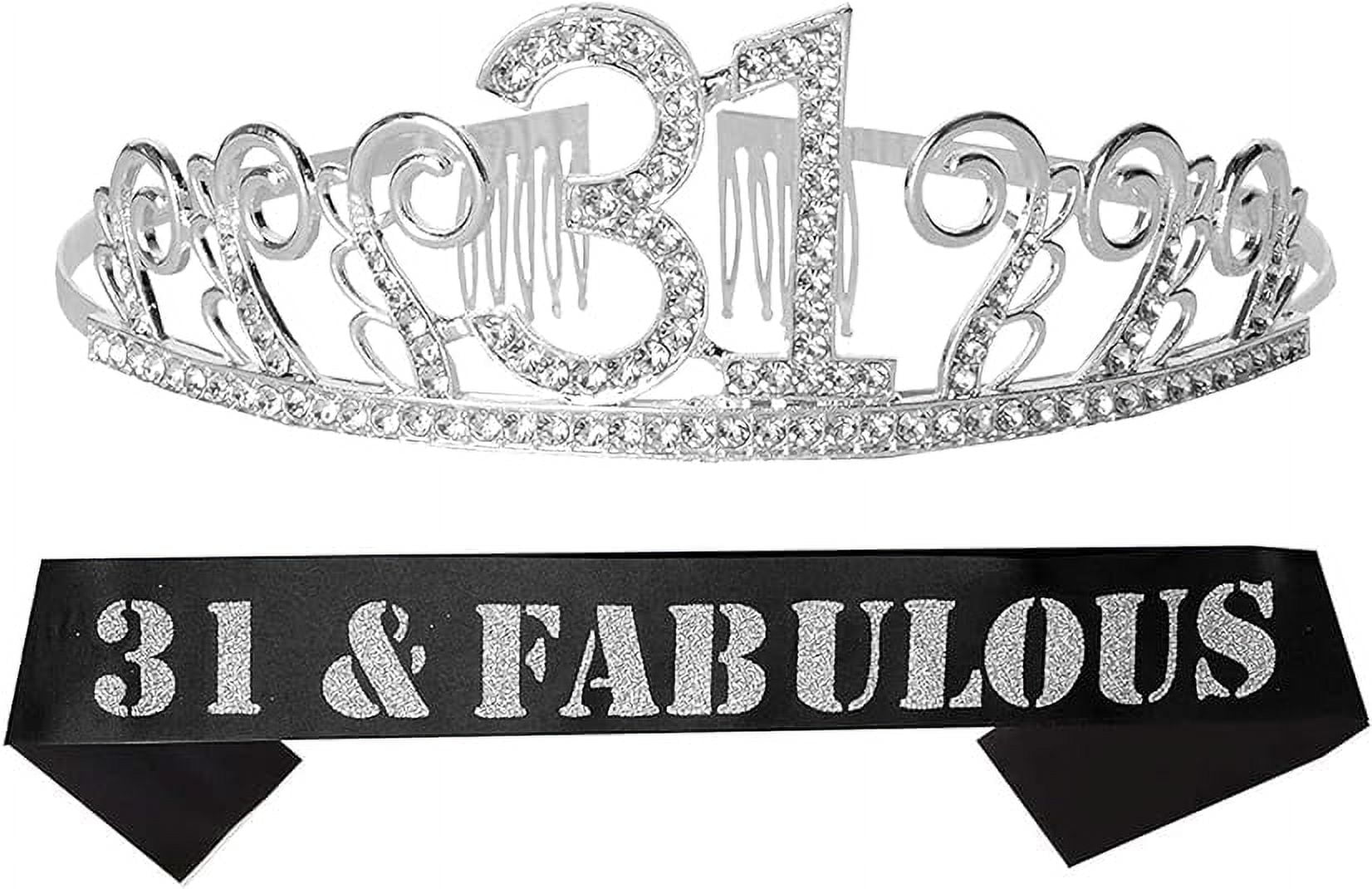 31st Birthday Sash and Tiara for Women - Fabulous Glitter Sash + Waves ...