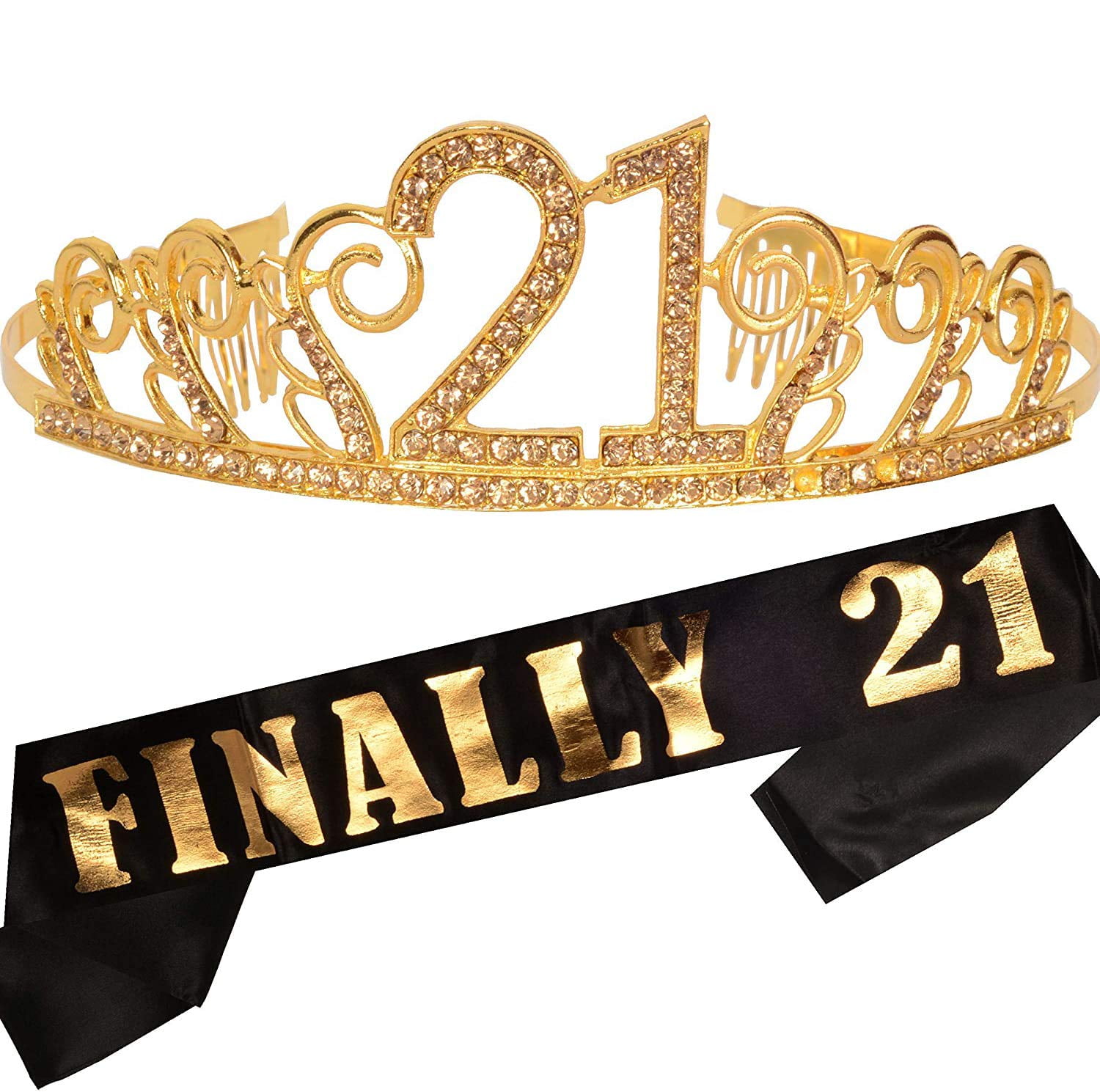 MEANT2TOBE 21st Birthday Party Set - Gold Glitter Sash + Waves ...