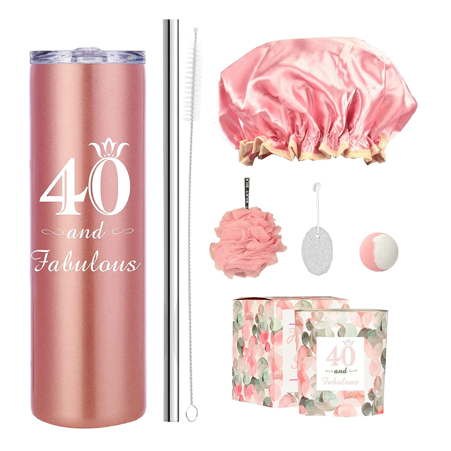 "MEANT2TOBE Pink 40th Birthday Gifts for Women - Decorations, Tumblers ...