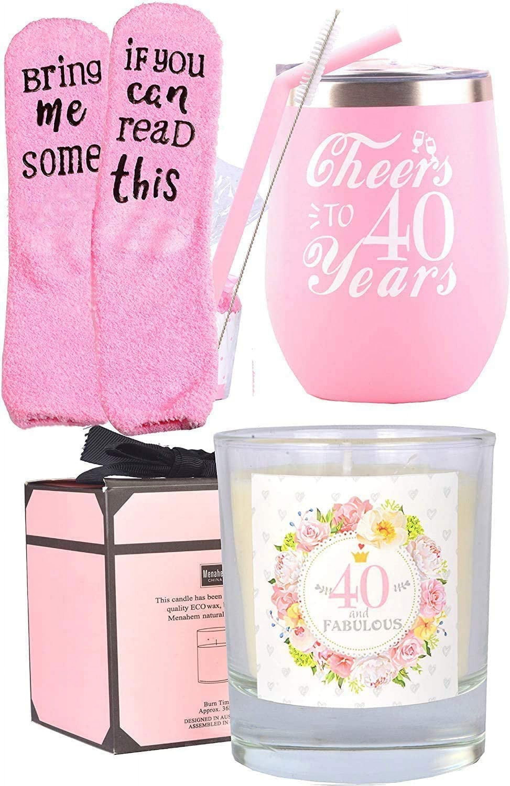 MEANT2TOBE Pink 40th Birthday Tumbler Set - Perfect Gift Idea for Her, 40 Year Old Woman ...