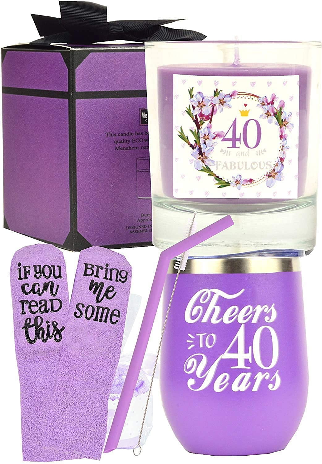 MEANT2TOBE Purple 40th Birthday Gifts for Women - Tumbler, Decorations ...