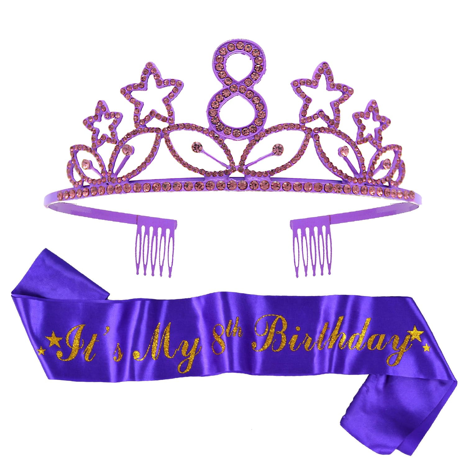 Customer reviews for MEANT2TOBE Purple Glitter Sash and Rhinestone Tiara Set - Premium Metal ...