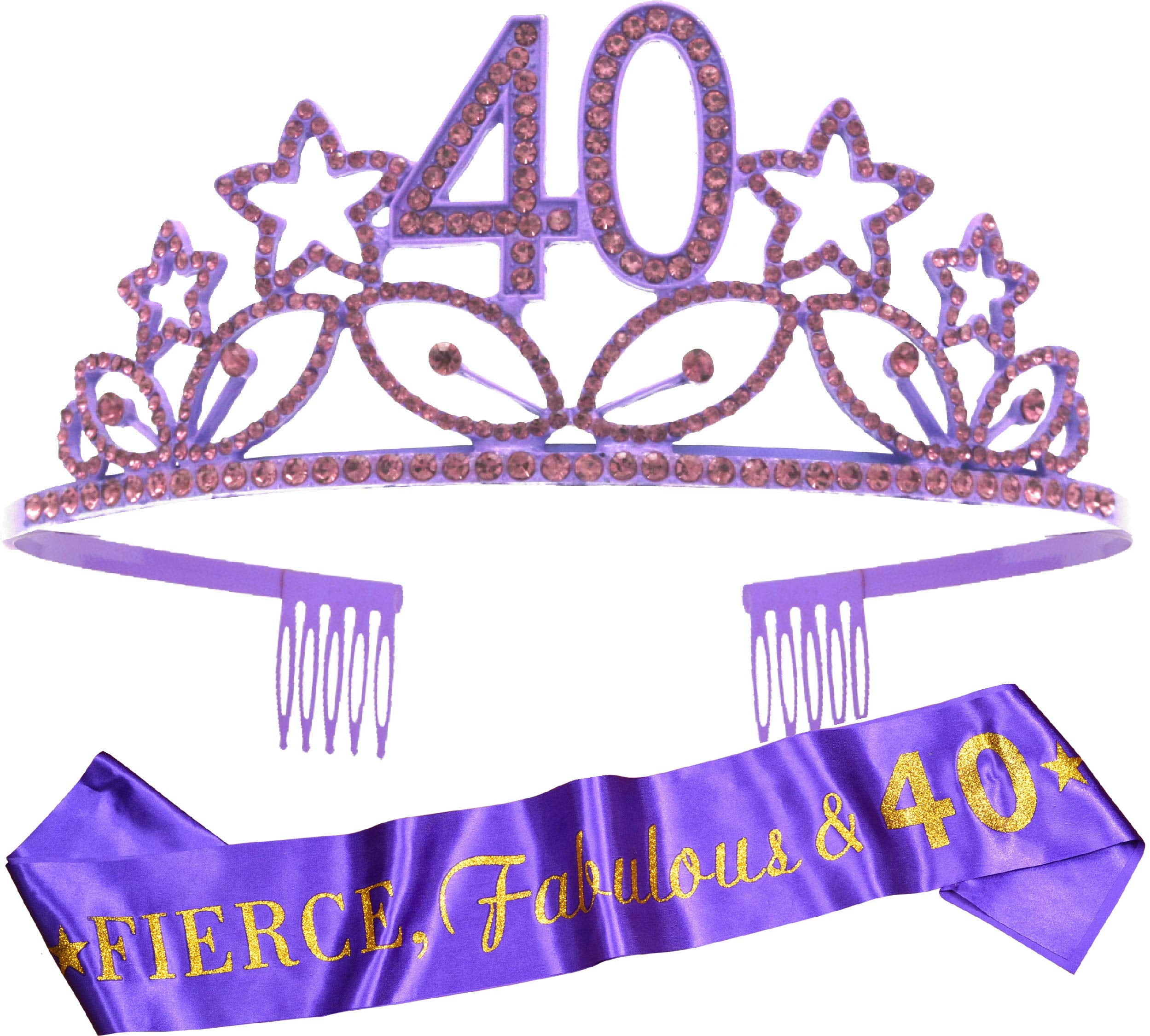 MEANT2TOBE Purple Glitter Sash and Rhinestone Tiara Set - Premium Metal ...
