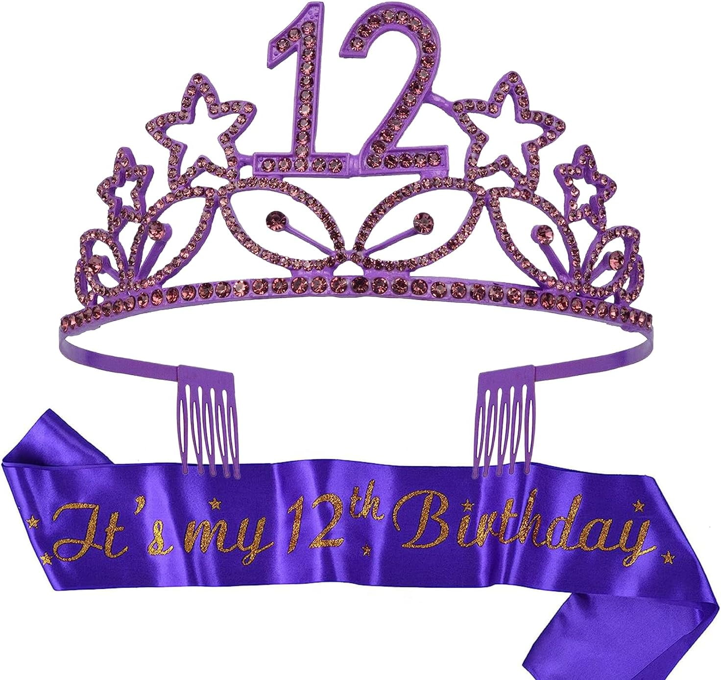 MEANT2TOBE 12th Birthday Sash and Tiara for Girls - Fabulous Glitter ...