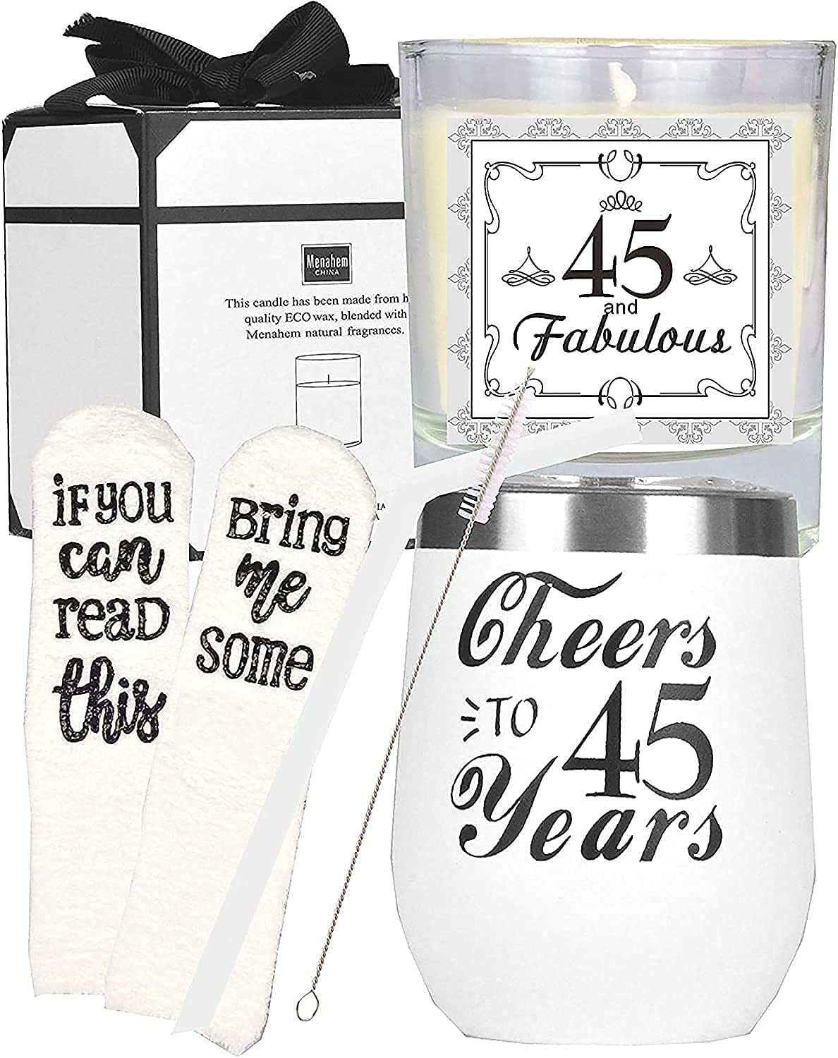MEANT2TOBE White 45th Birthday Gifts for Women - Tumbler, Decorations ...