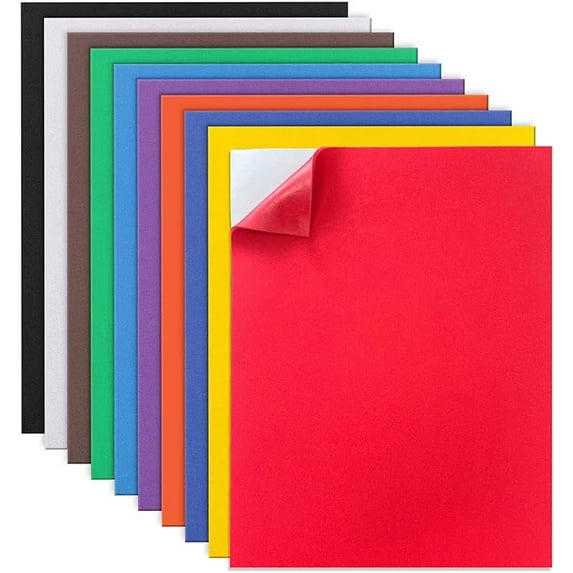 Self Adhesive Eva Foam Sheets, 10 Colors 9x12 Inch 2mm Sticky Foam ...