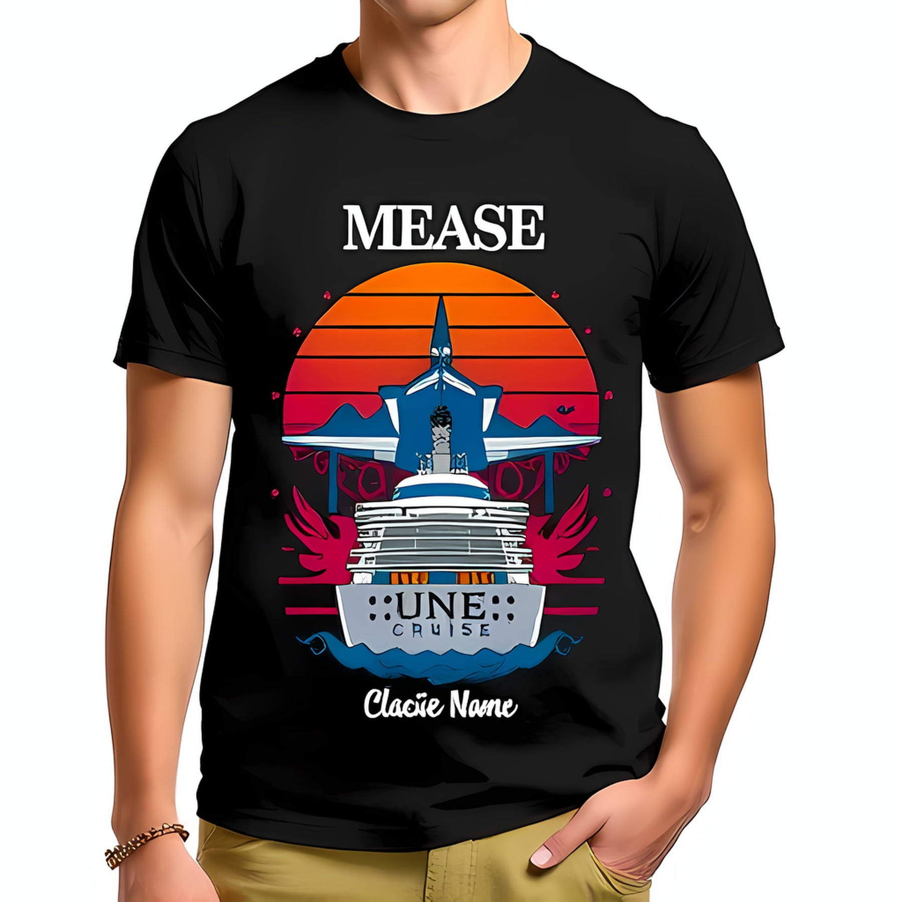 MEASE Majestic Cruise Ship & Aircraft Sunset T-Shirt - Customizable ...