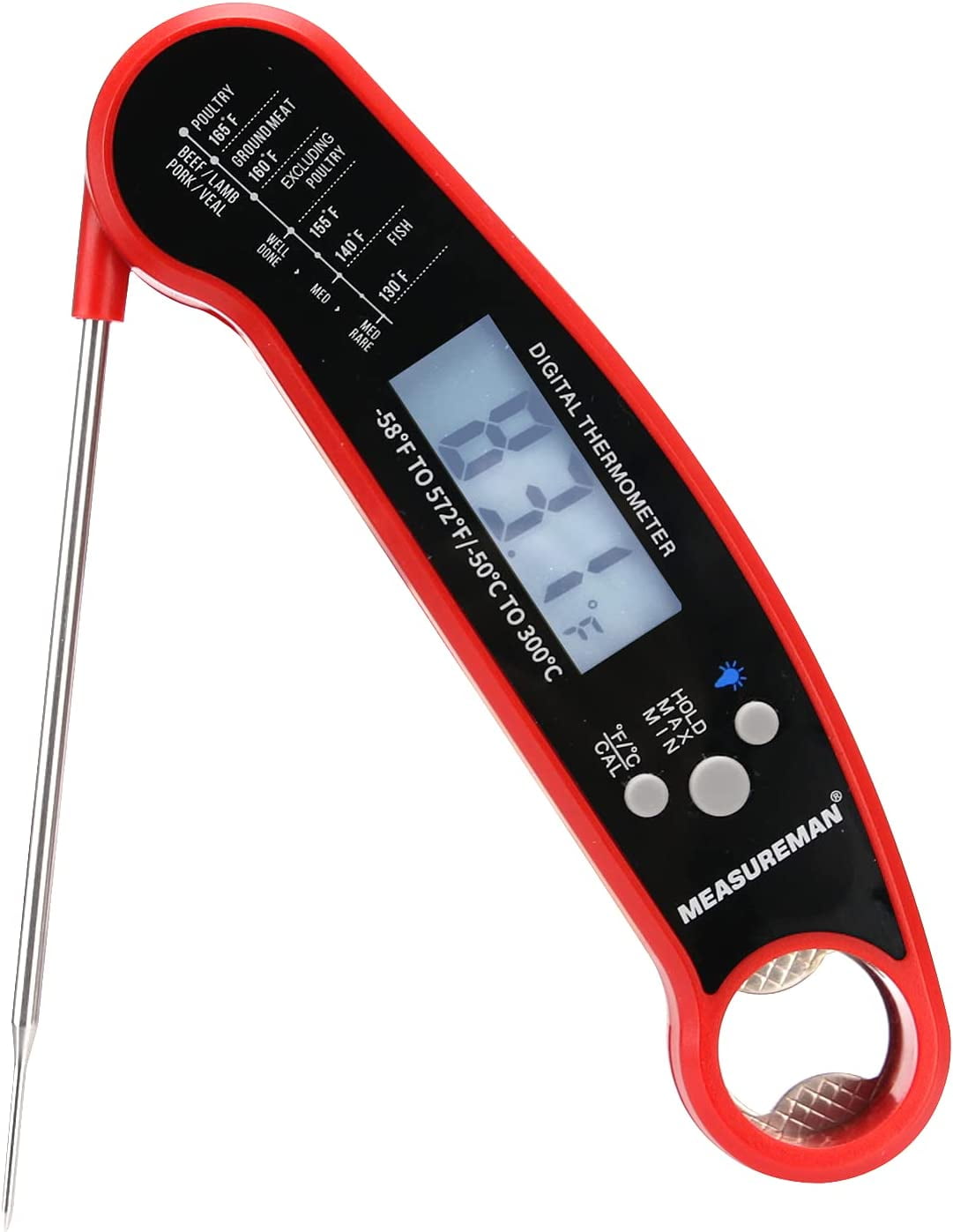 MEASUREMAN Digital Meat Thermometer Instant Read Waterproof Food ...