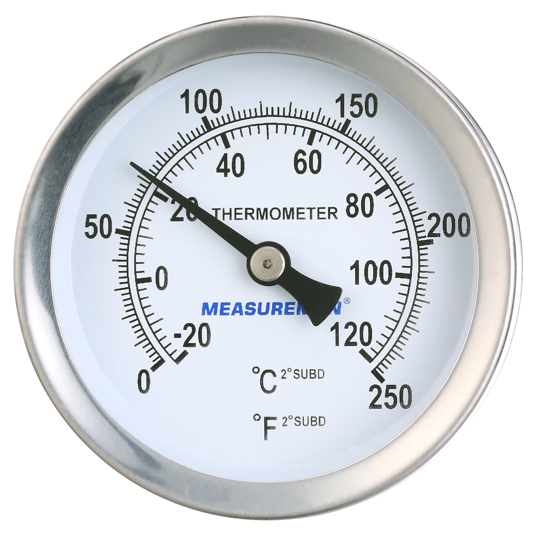 MEASUREMAN Hot Water Bi-Metal Thermometer, 2-1/2" Dial, 1-3/4" Lead ...