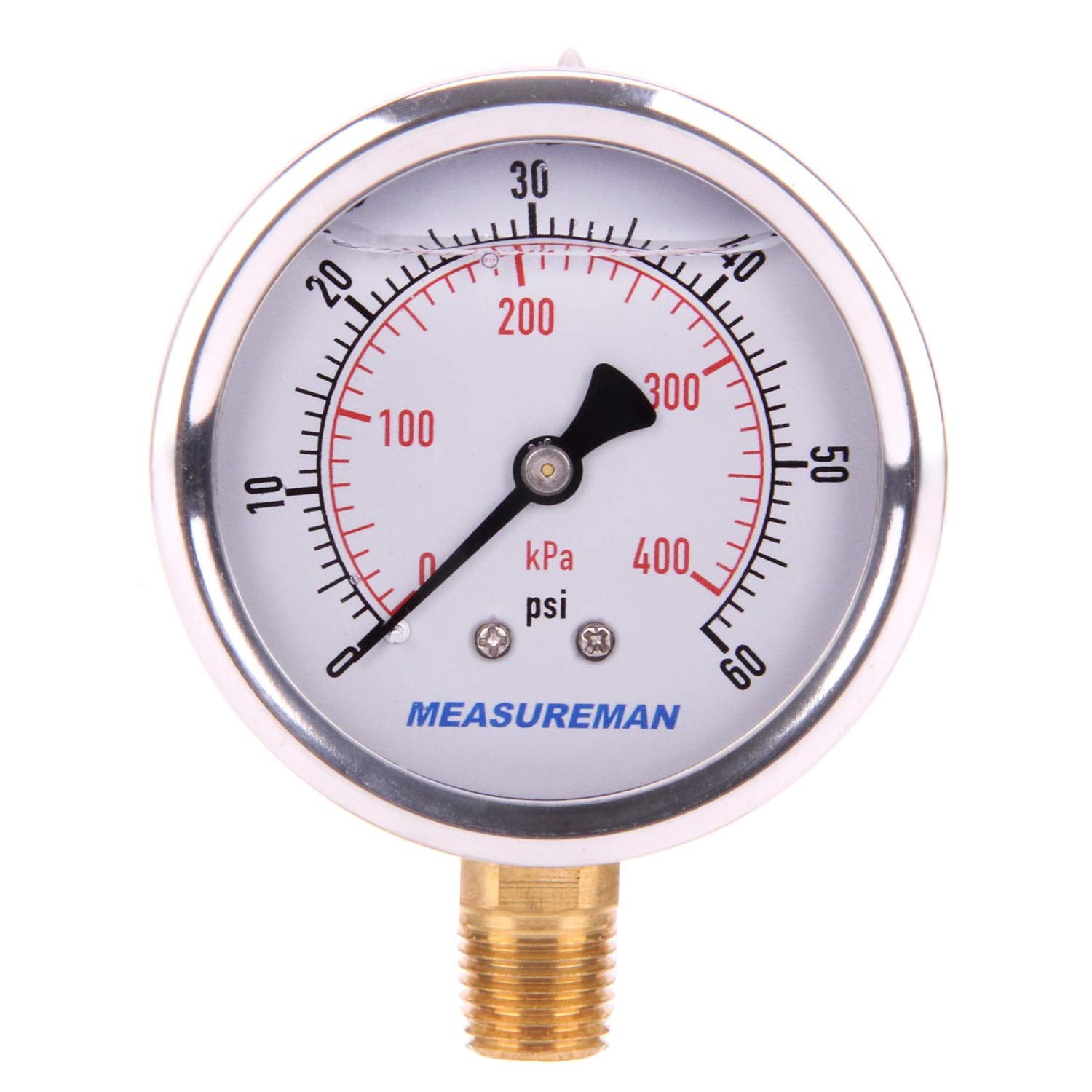MEASUREMAN nch Dial Size, Liquid Filled Pressure Gauge, si/kpa, 304 ...