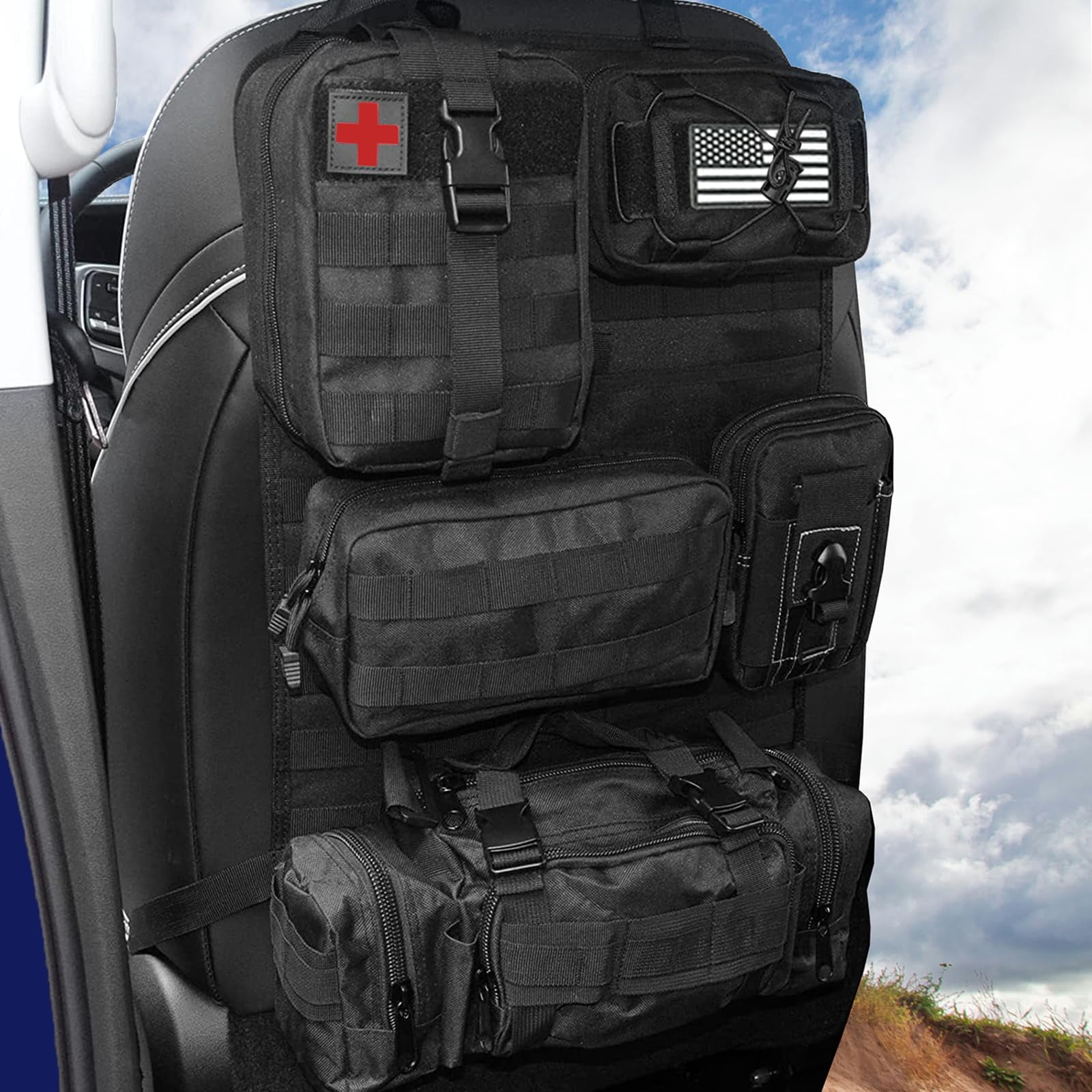 MEAUTELE 6 Pack Tactical Molle Automotive Seat Back Organizer Tactical ...