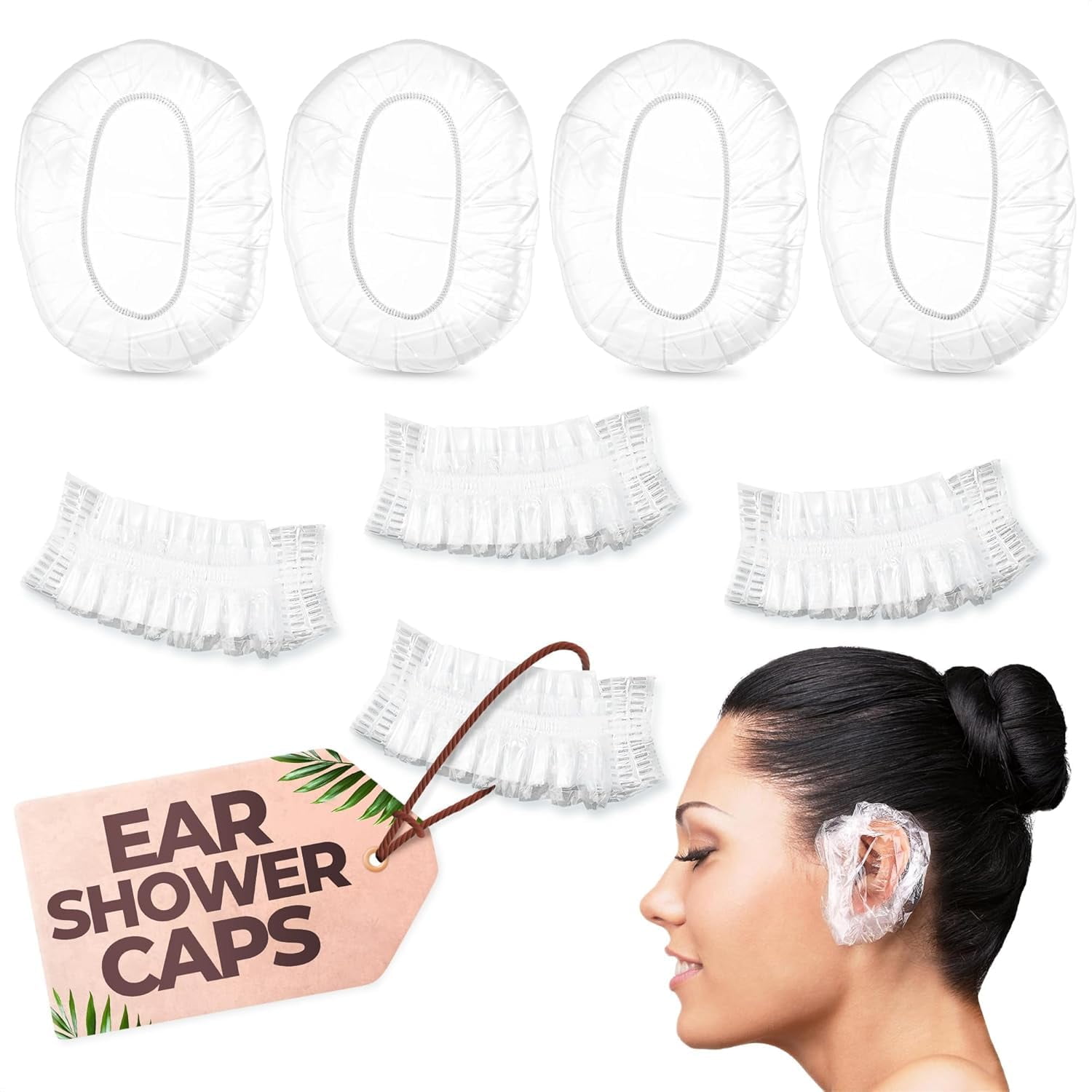 MEBISO 100 Pack Disposable Ear Covers for Shower Waterproof Plastic Ear ...