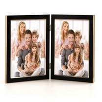 Afuly Double Wooden Hinged Picture Frame 5x7, Gray White, 2 Openings ...