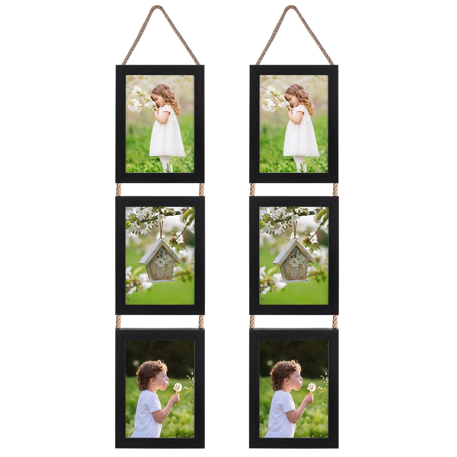 5x7 Black Picture Frame Collage Set of 2, Multiple Photo Vertical ...