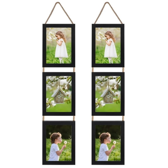 5x7 Black Picture Frame Collage Set of 2, Multiple Photo Vertical ...