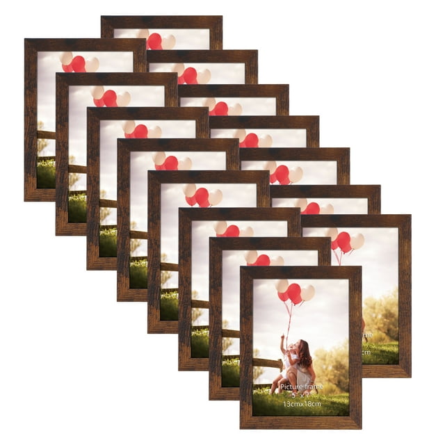 MEBRUDY 5x7 Brown Picture Frame Set of 15, Display for Wall or Tabletop ...