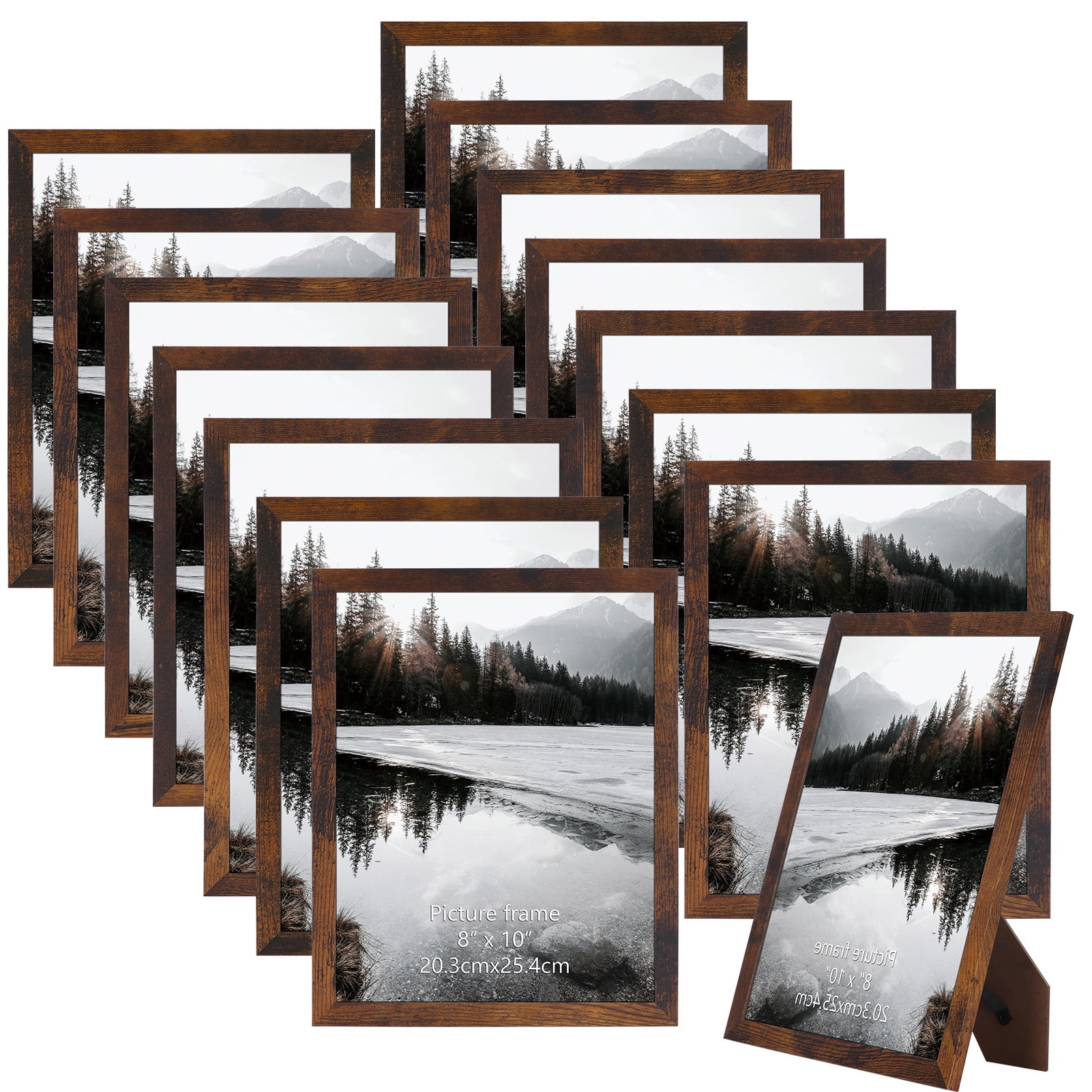 MEBRUDY 15-Pack 8x10 Brown Picture Frames, for Wall or Tabletop Display ...