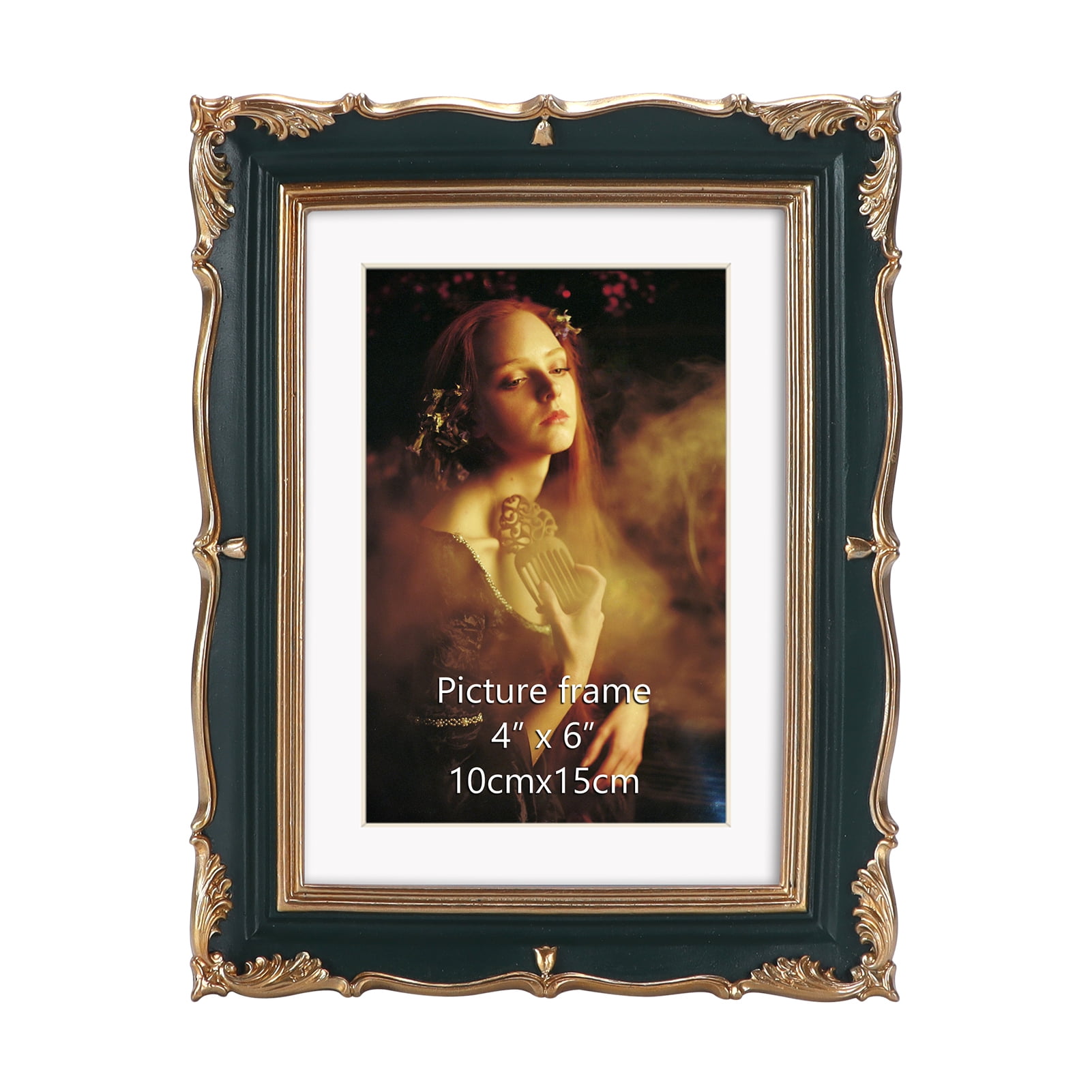 MEBRUDY Vintage 5x7 Picture Frame, Ornate Green Gold 4x6 Picture Frame ...